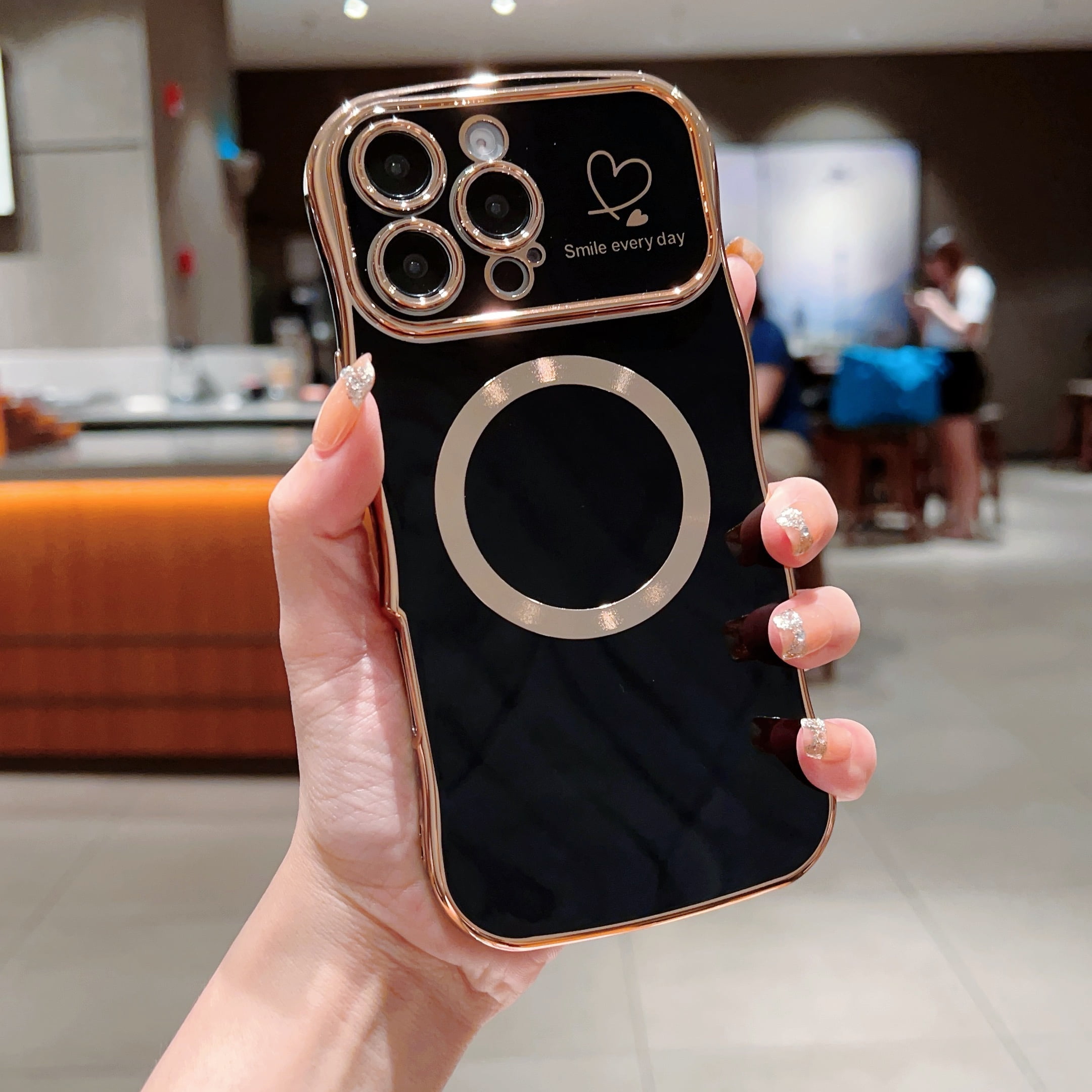 For Samsung Galaxy S25 Plus Magnetic Case for Women Girls,Slim Cute Wave Frame Curly Shape with ...