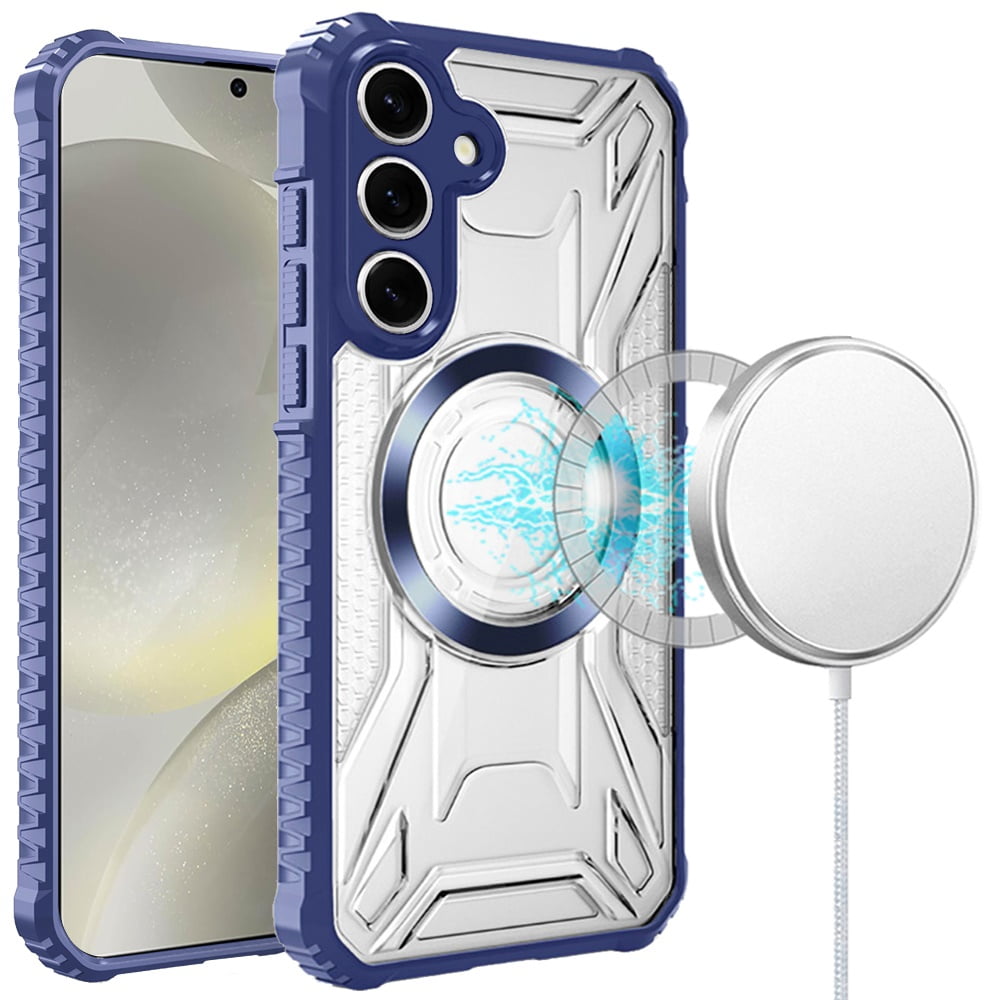 For Samsung Galaxy S25 /S24 Magnetic Circle Transparent Rugged Hybrid ...