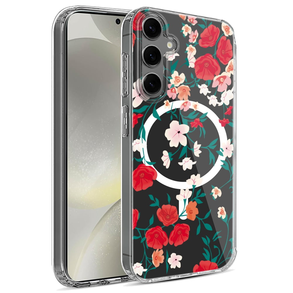 For Samsung Galaxy S25+ /S25 Plus /S24+ Plus Case, Hybrid Flower Design ...
