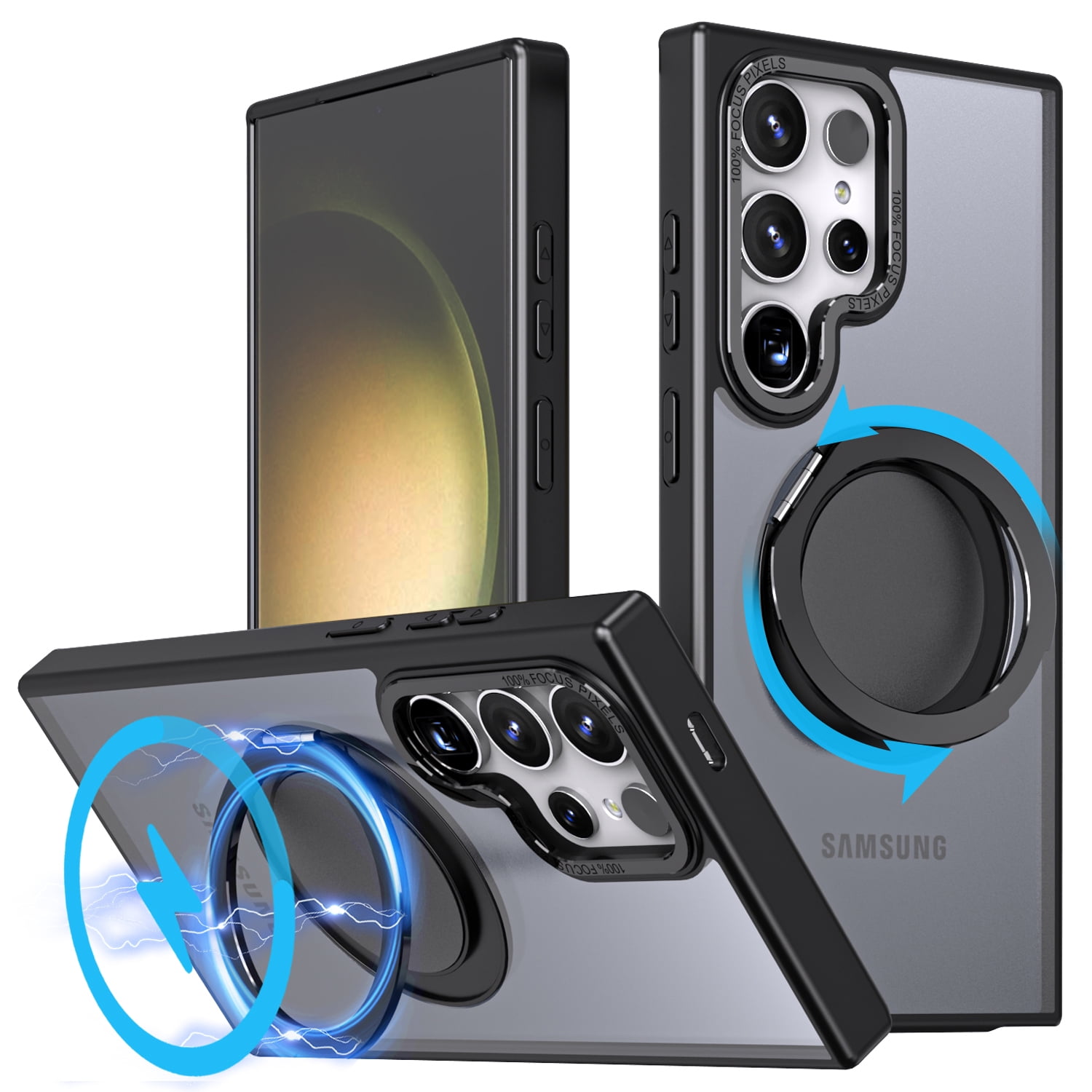 for Samsung Galaxy S25 Ultra Case with 360° Rotatable Magnetic Ring Stand [Compatible with ...