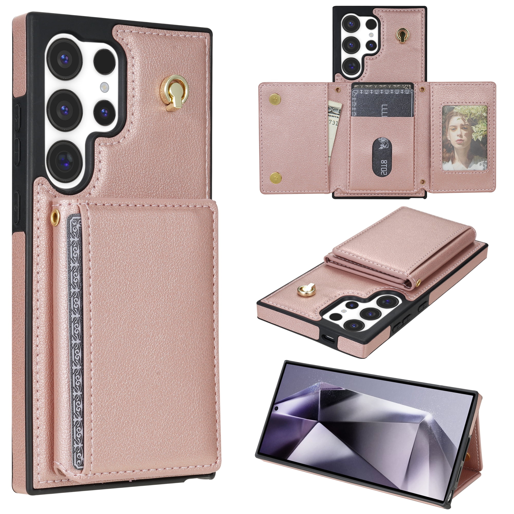 for Samsung Galaxy S25 Ultra Case, PU Leather Crossbody Wallet Case ...