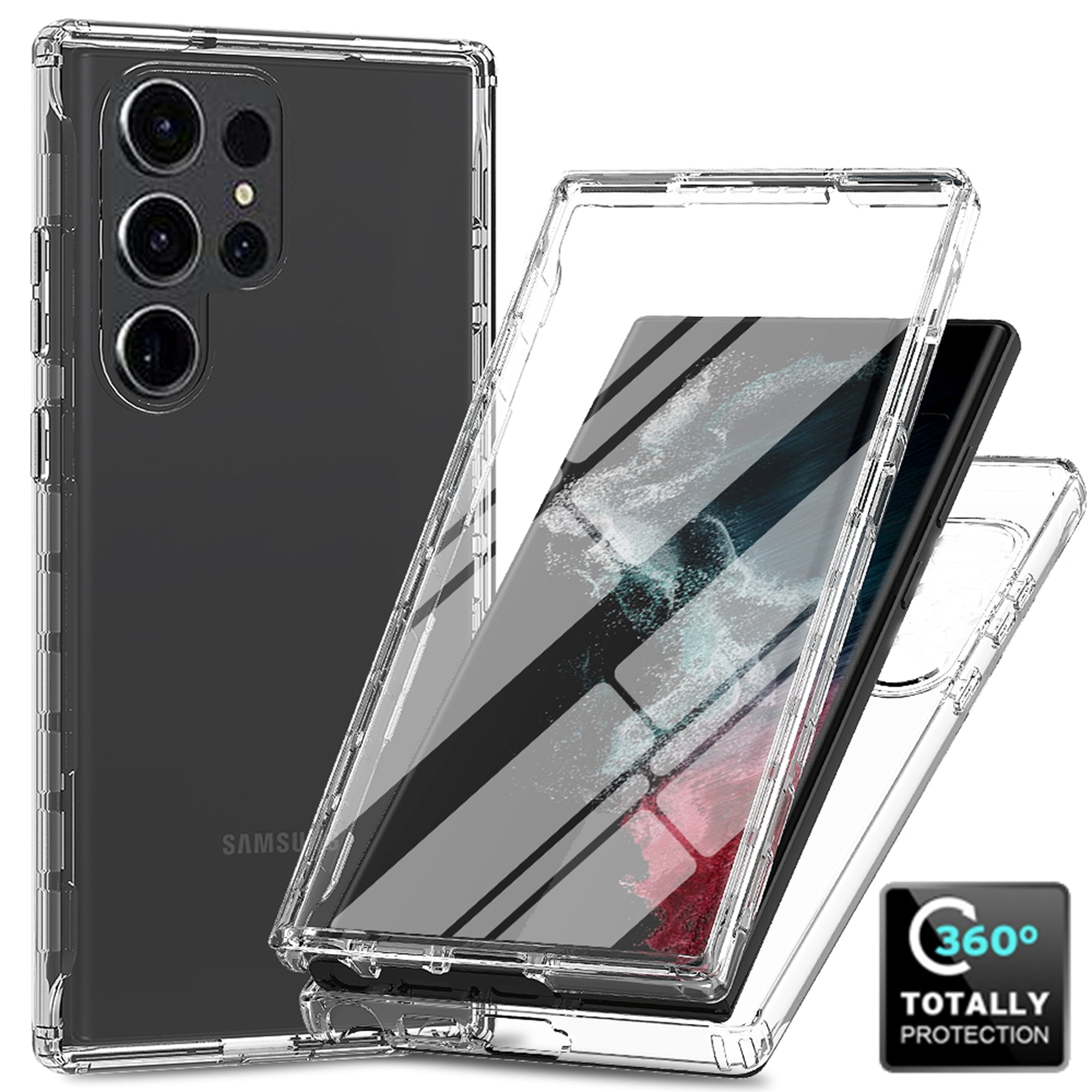 for Samsung Galaxy S25 Ultra Gradient Clear Case with Built-in Screen Protector, Crystal Clear ...