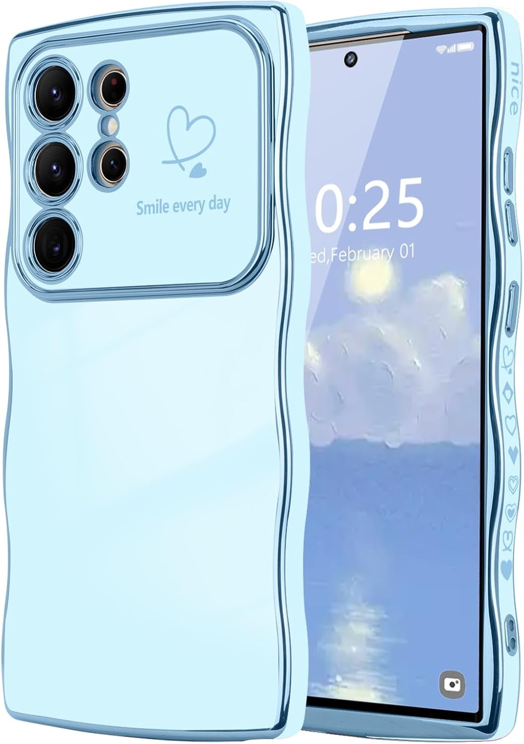 Samsung Galaxy S25 Ultra Love Heart Wavy Silicone Case for Samsung ...