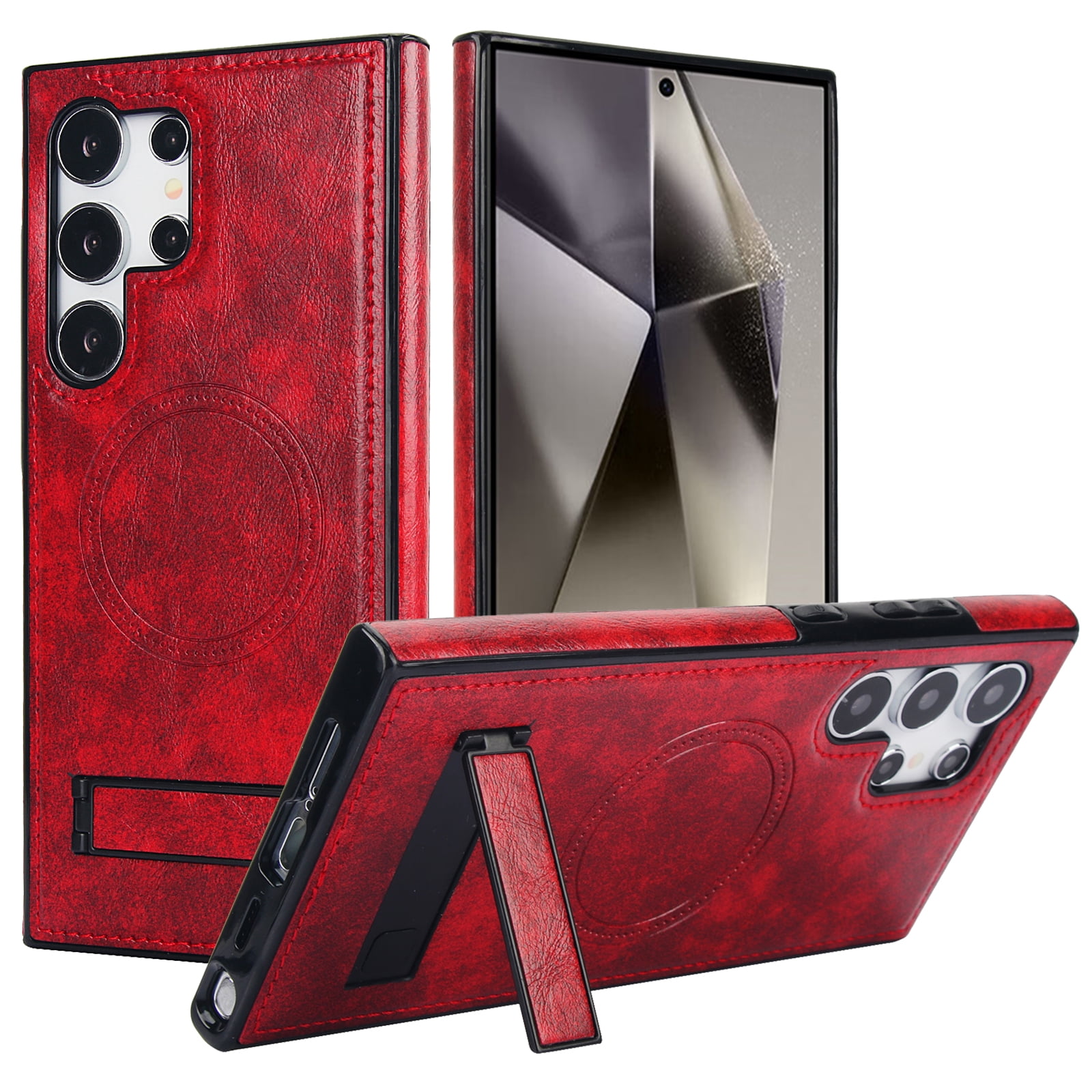 for Samsung Galaxy S25 Ultra PU Leather Back Case, Built-in Invisible ...