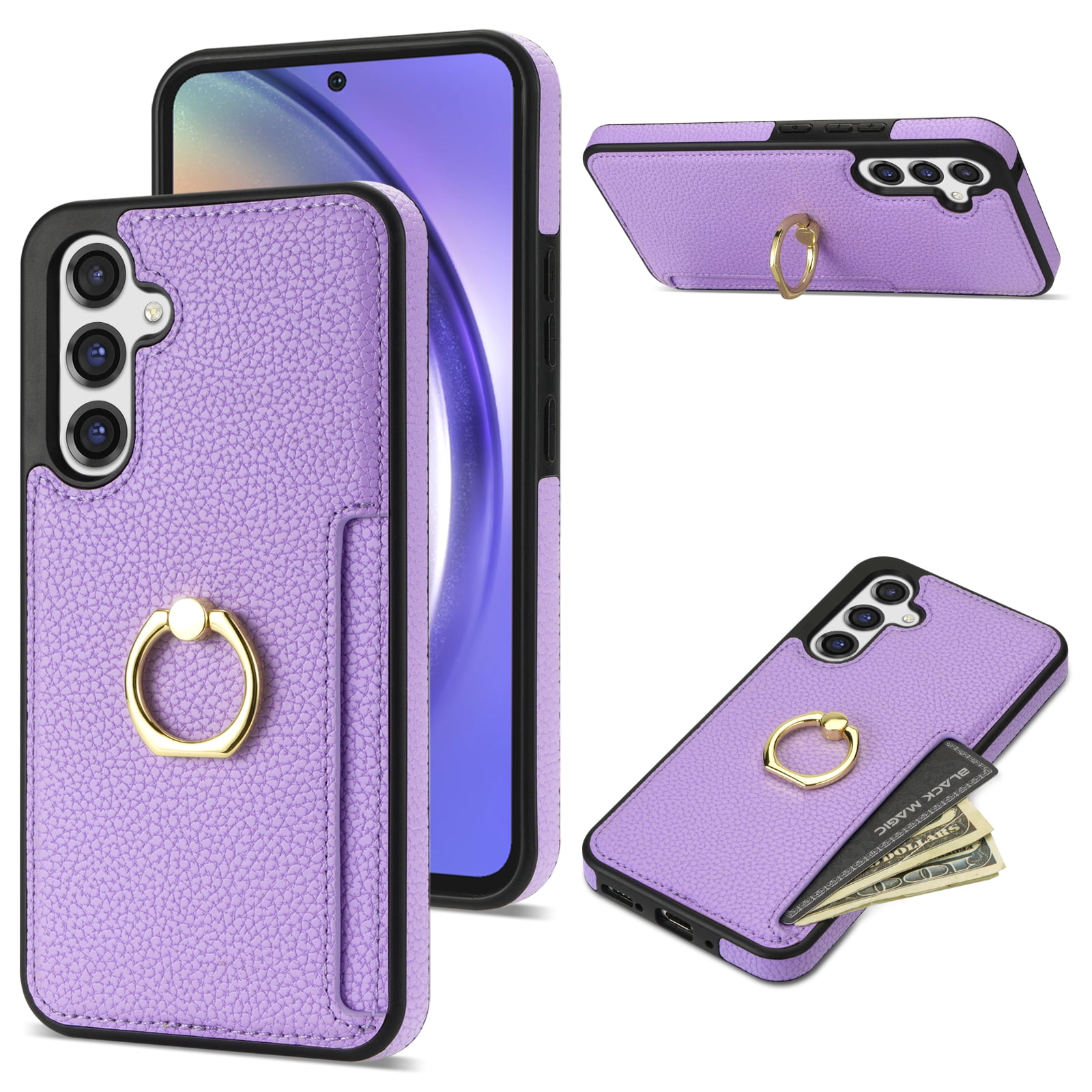 For Samsung Galaxy S25 Wallet Case with Card Holder, 360°Rotation Ring ...