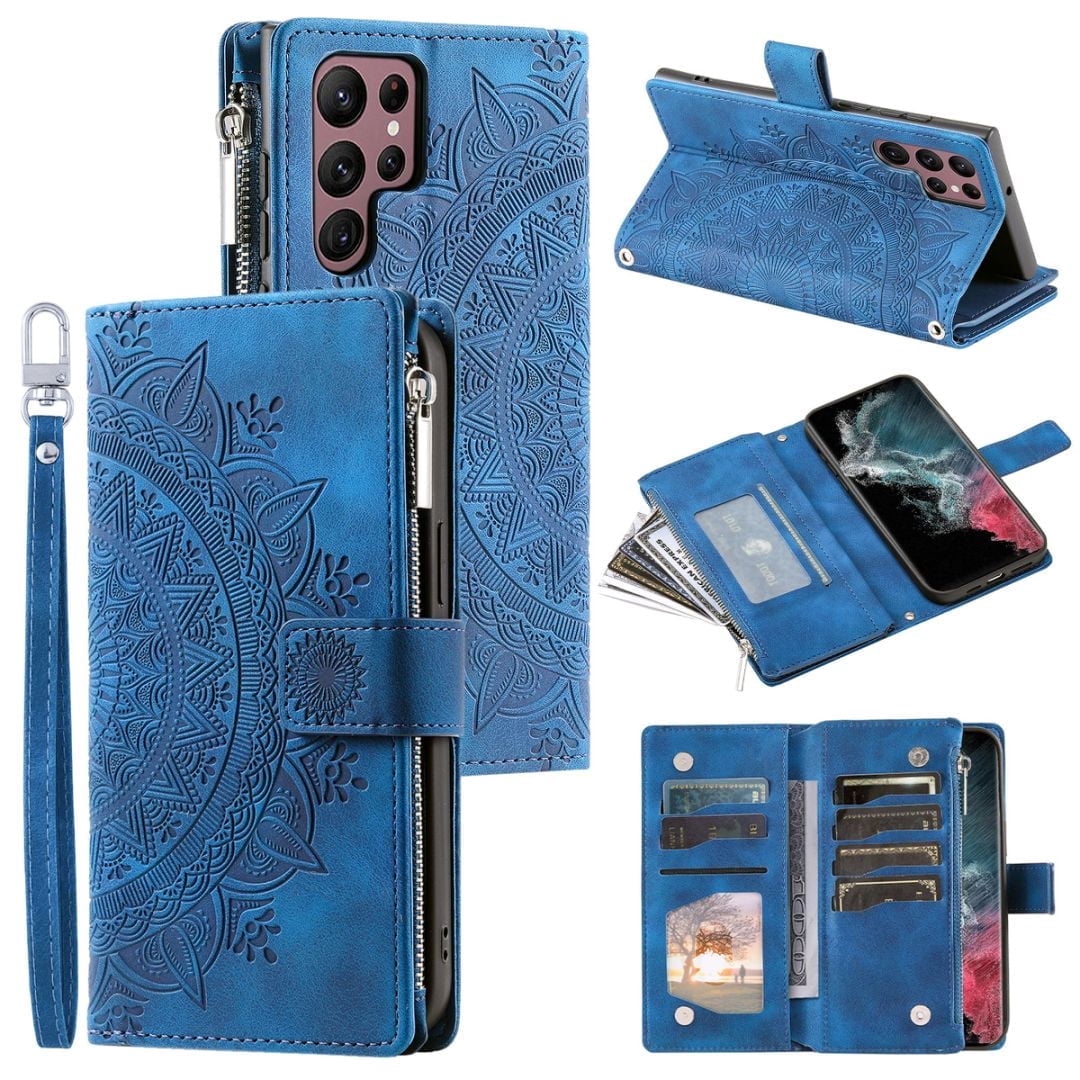 For Samsung Galaxy S21FE 6.4 inch Wallet Case,PU Leather Embossed ...