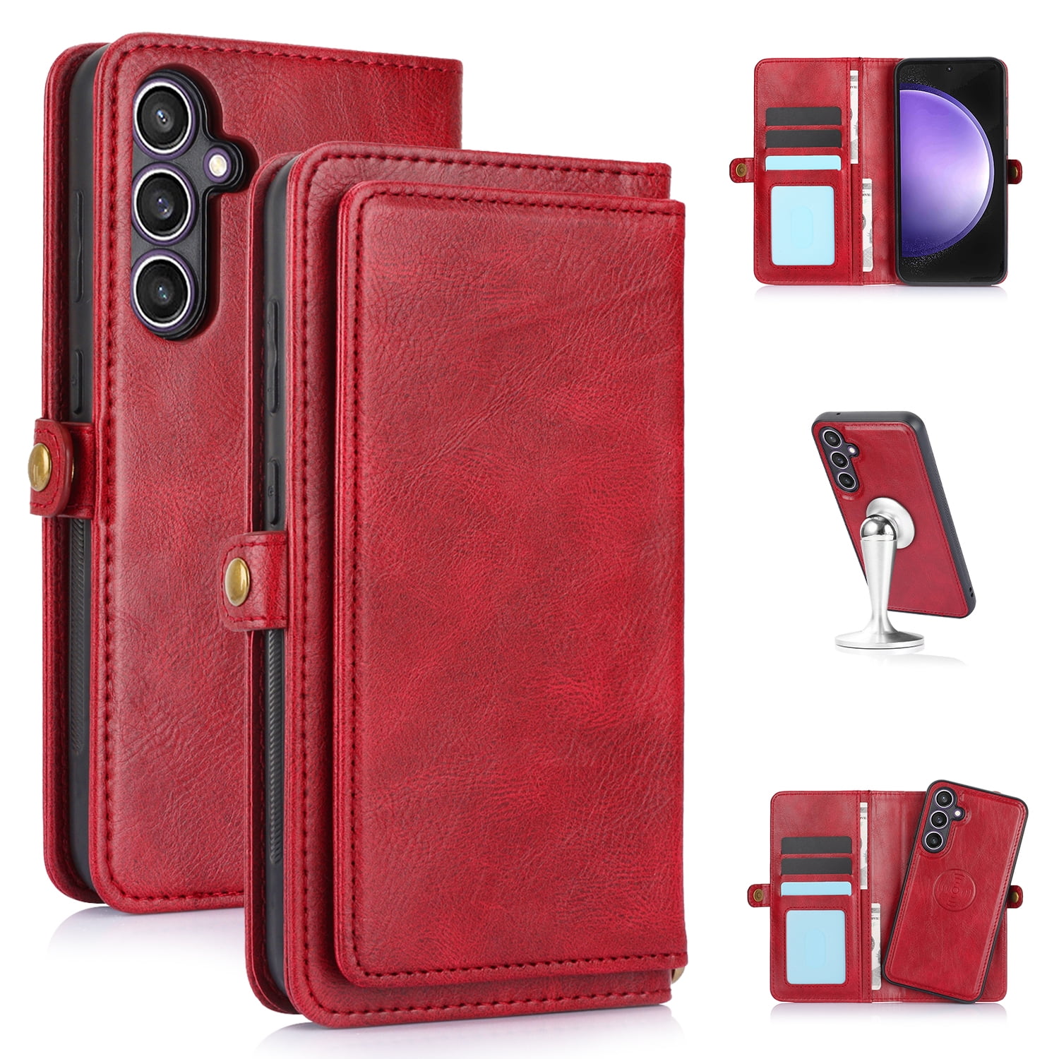 for Samsung Galaxy S26 Plus PU Leather 2 in 1 Detachable Magnetic ...