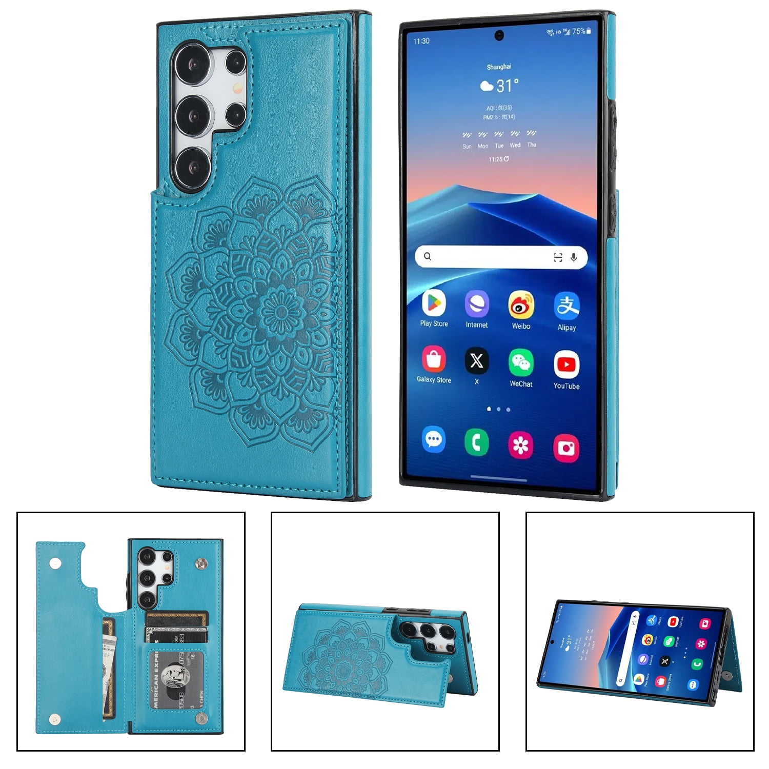 For Samsung Galaxy S26 Ultra Case with Card Holder, Cute Mandala ...