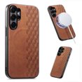 for Samsung Galaxy S26 Ultra Magnetic Case, Grid Pattern PU Leather ...