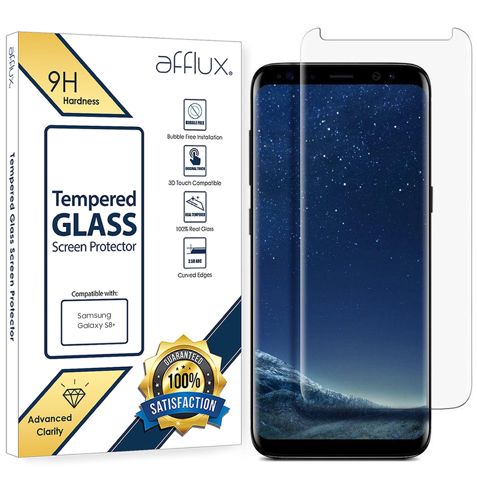 Samsung Galaxy S8+ Screen Protector Premium HD Clear Tempered Glass ...