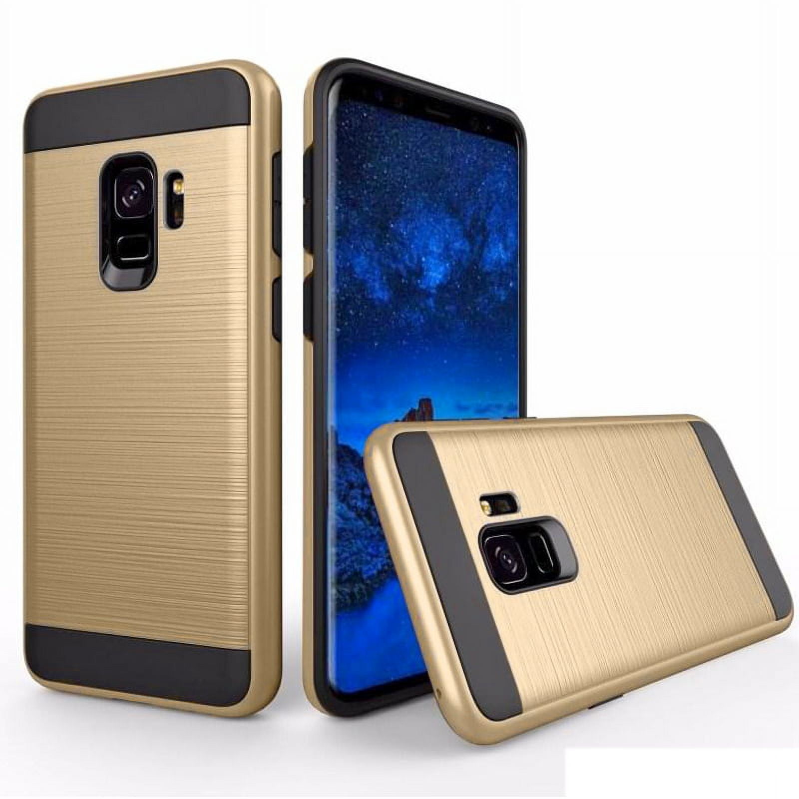 Samsung Galaxy S9 Hybrid Metal Brushed Shockproof Tough Case Cover ...