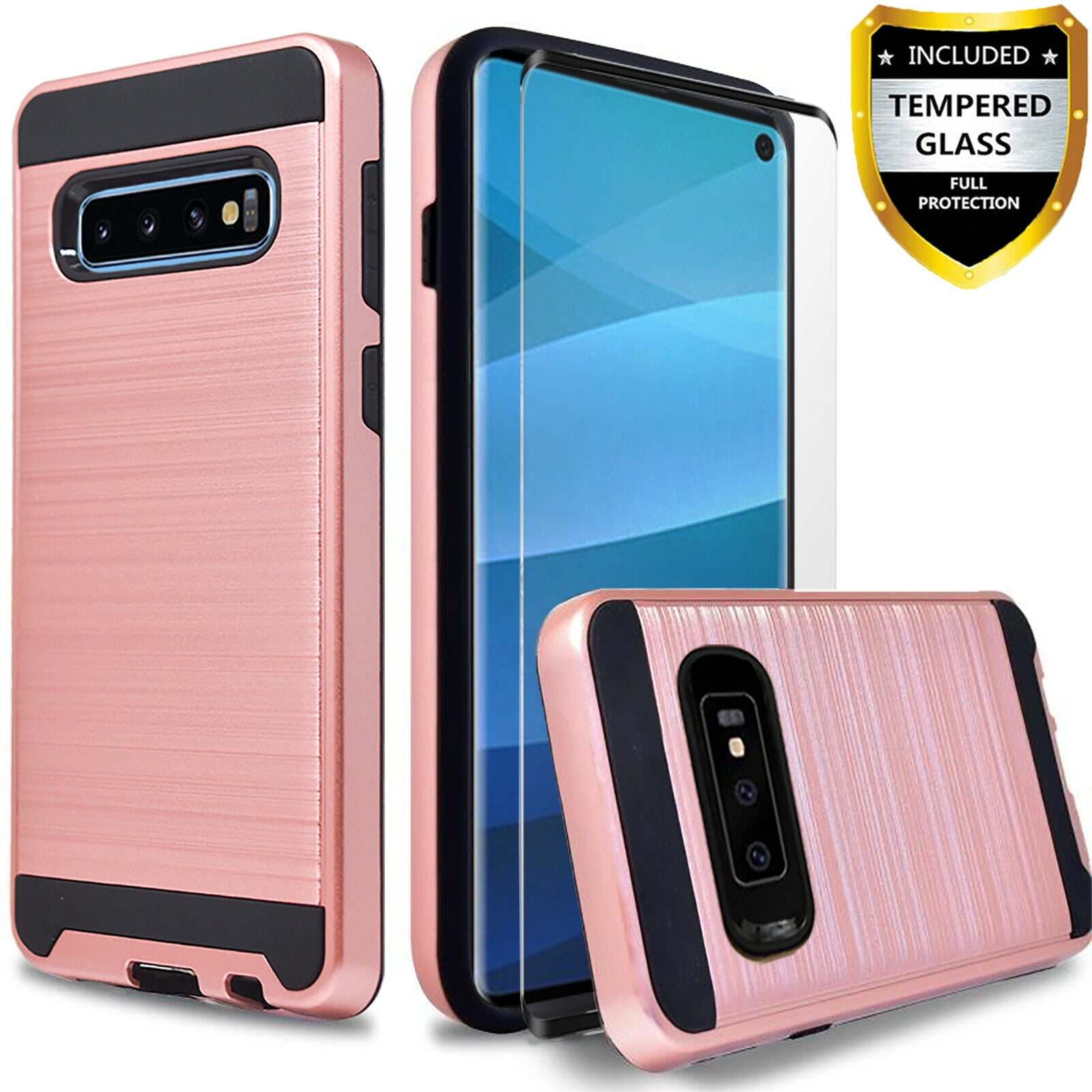 Samsung Galaxy S9 Plus Case, 2-Piece Style Hybrid Shockproof Hard Case Cover with [Tempered ...