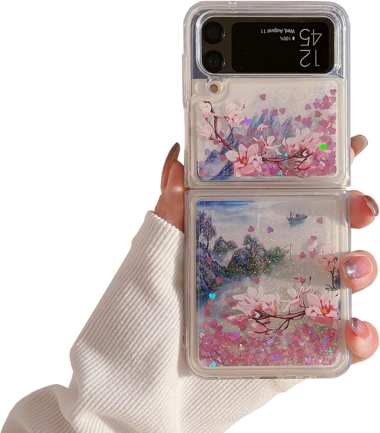 for Samsung Galaxy Z Flip 3 5G 2021 Case,Glitter Case Liquid Bling ...