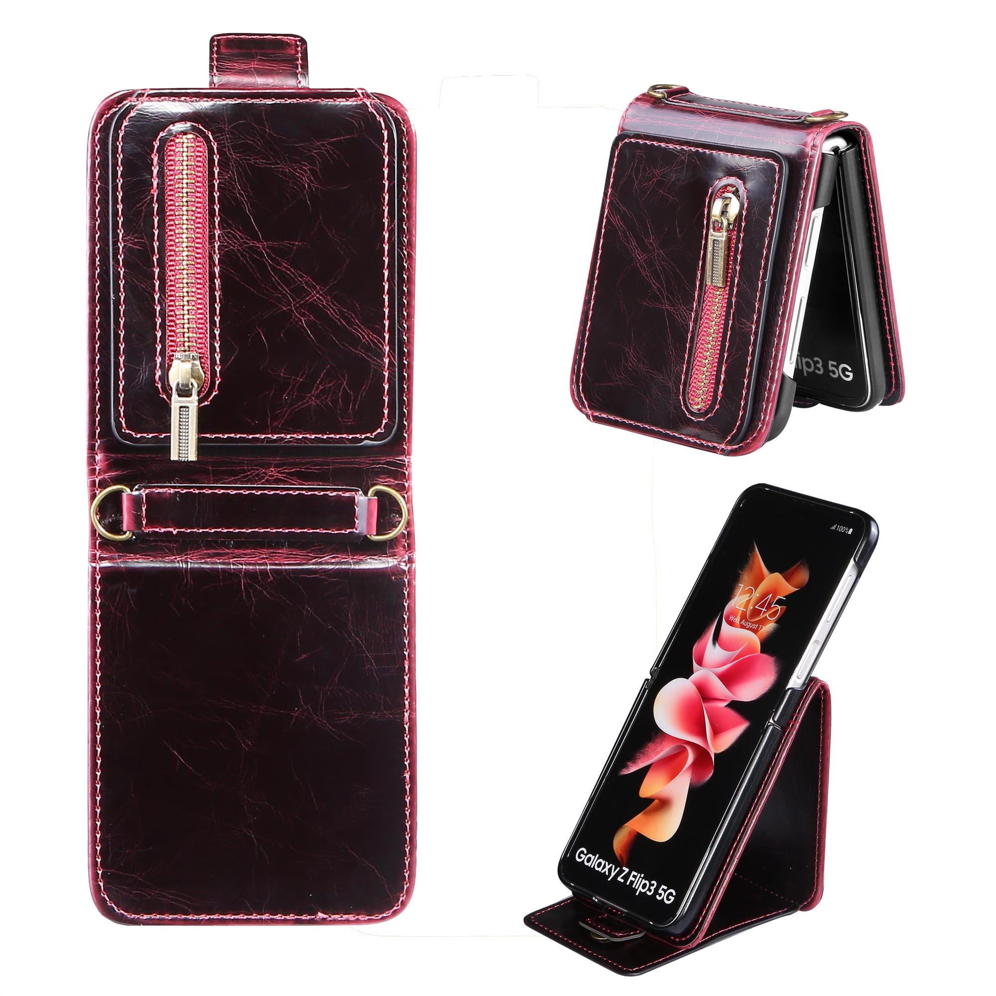 Samsung Galaxy Z Flip 3 5G Walet Case, Dteck Soft PU Leather Zipper ...