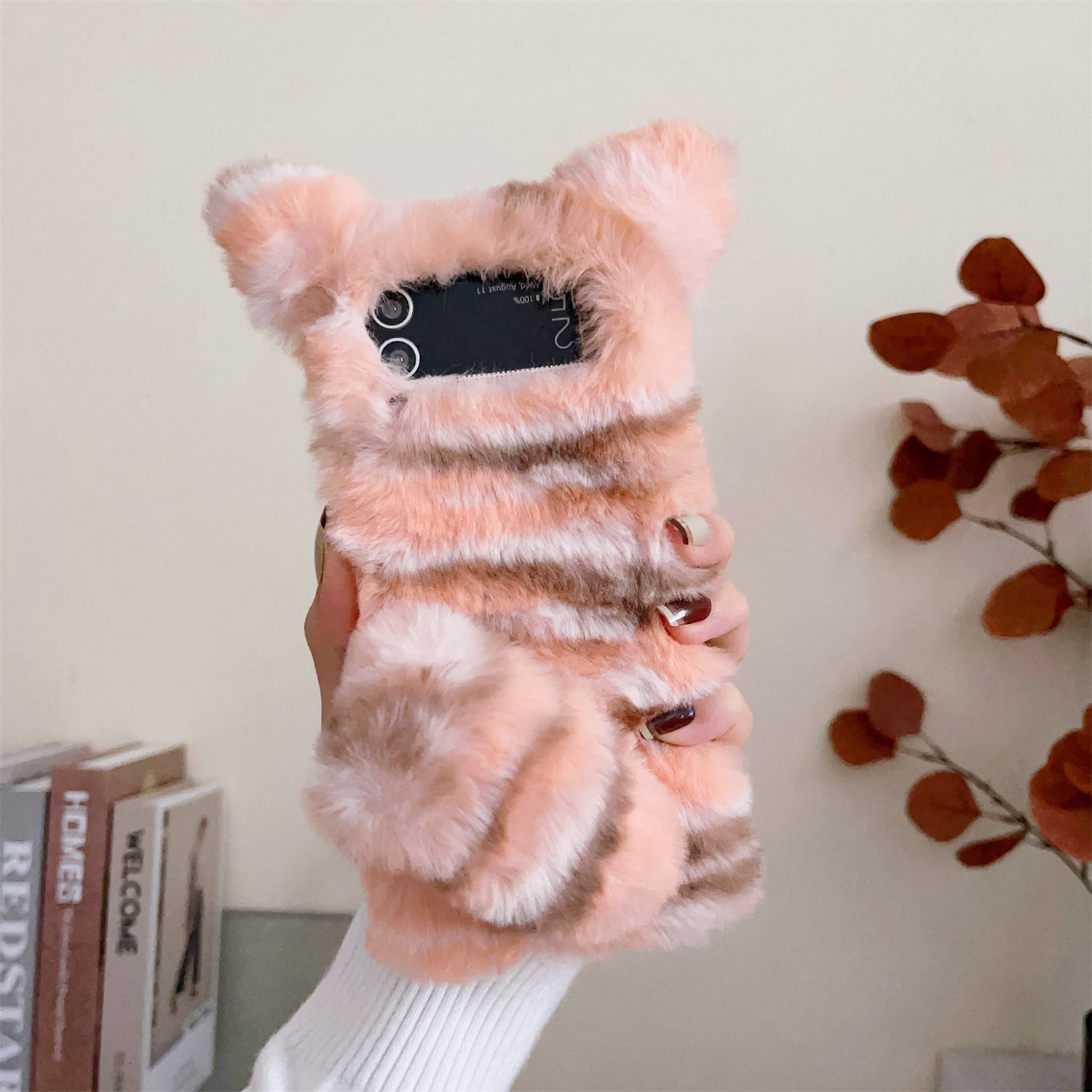 for Samsung Galaxy Z Flip 3 Case, Cute Case Girls Furry Faux Fur Case ...
