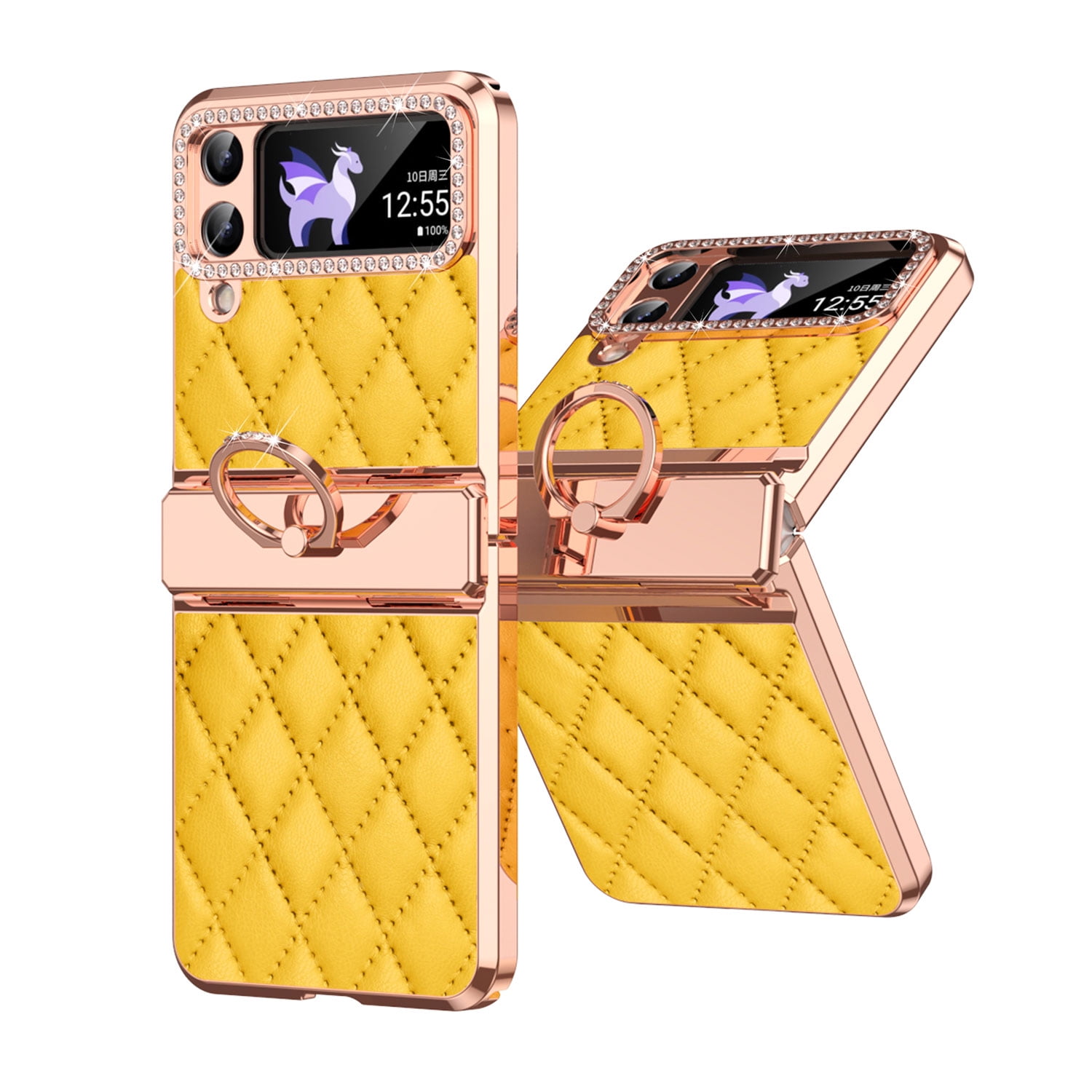 for Samsung Galaxy Z Flip 3 Case Hinge Protection with Finger Ring ...