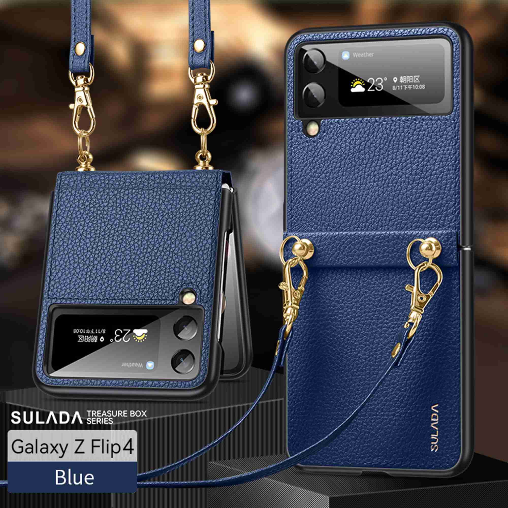 Samsung Galaxy Z Flip 3 Case,Lanyard Strap Anti-Drop,Ultra Thin Leather ...