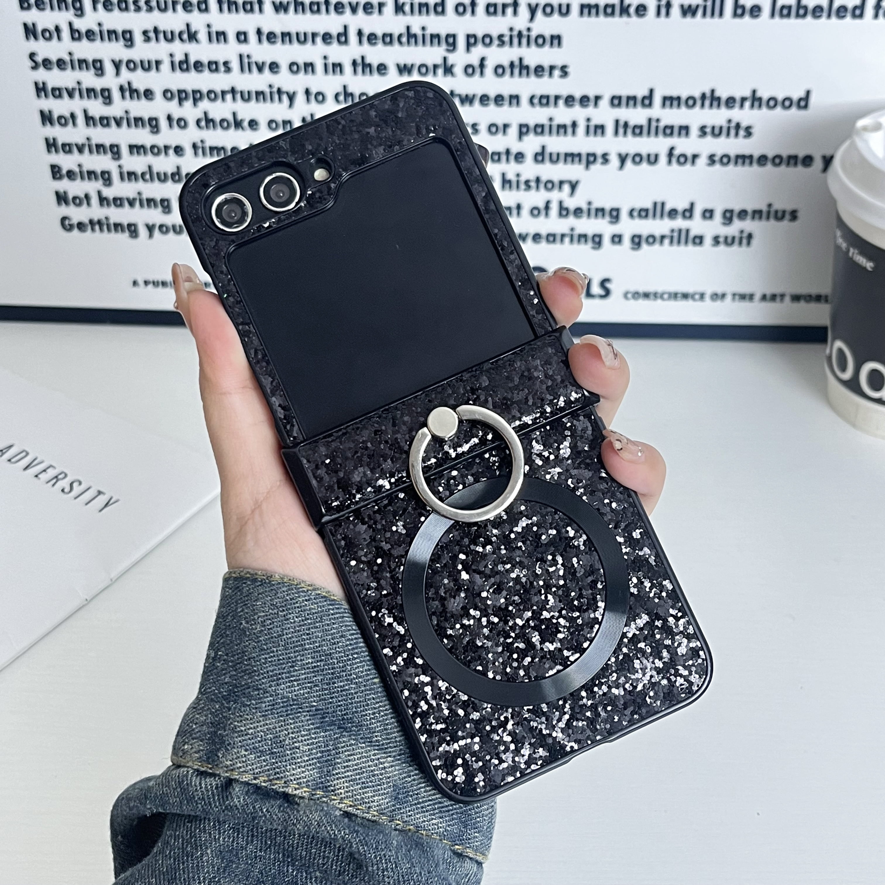 for Samsung Galaxy Z Flip 3 Case [Ring ＆ Stand 2 in 1] [Hinge ...