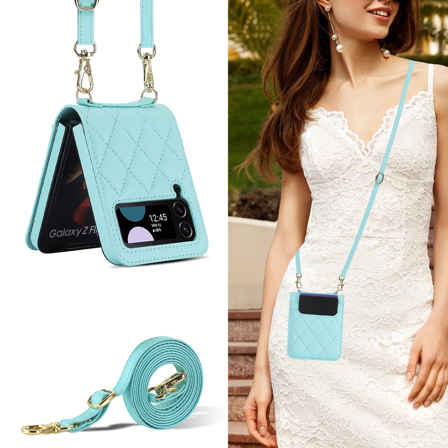 for Samsung Galaxy Z Flip 3 Crossbody Wallet Case with Built-in Card ...