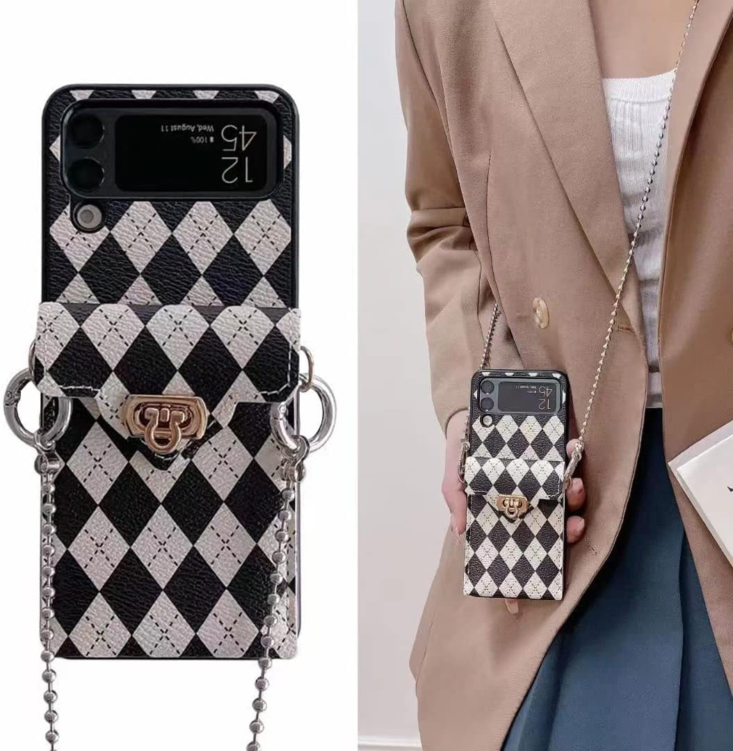 for Samsung Galaxy Z Flip 4 2022 5G Case,Cute Fashion Rhombic Card ...