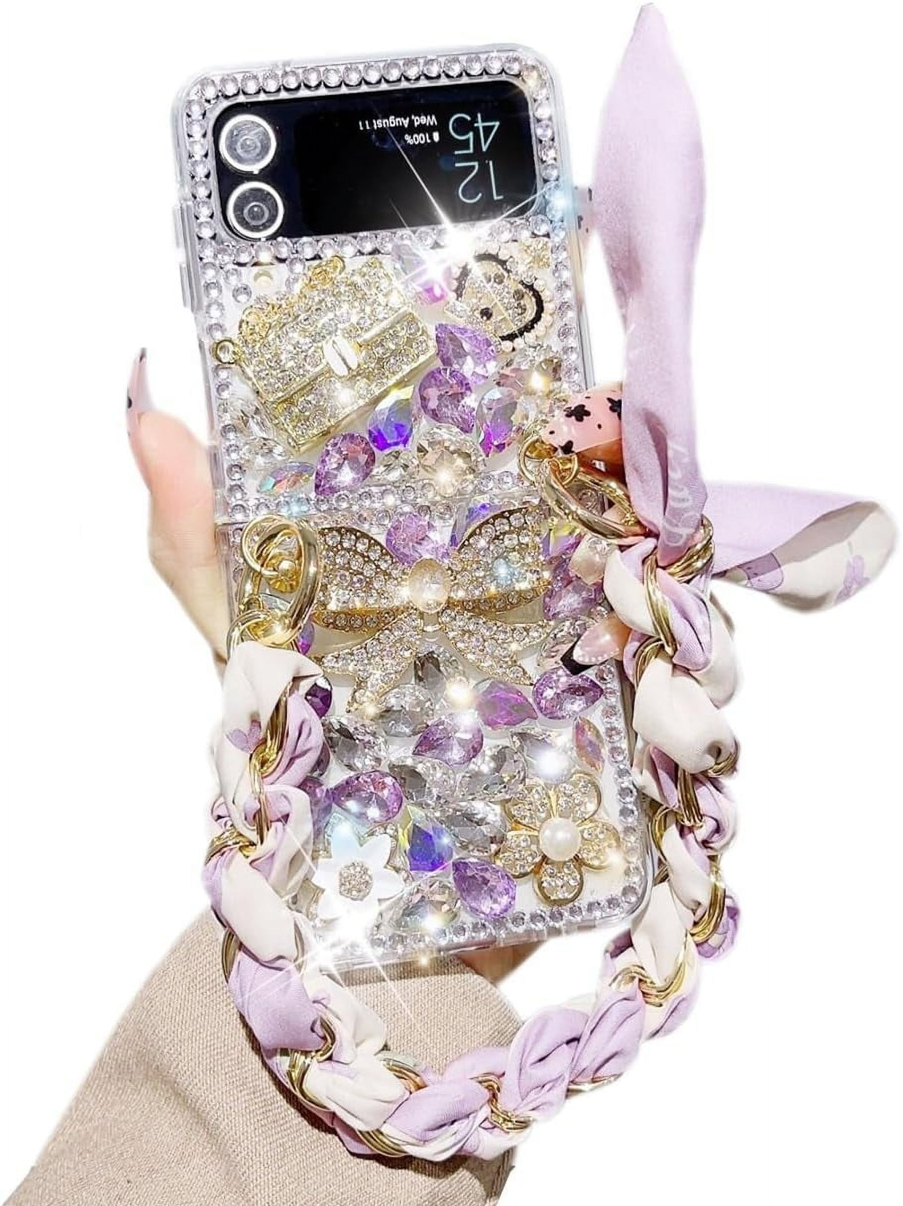 for Samsung Galaxy Z Flip 4 5G Case, Cute Luxury 3D Crystal Queen ...