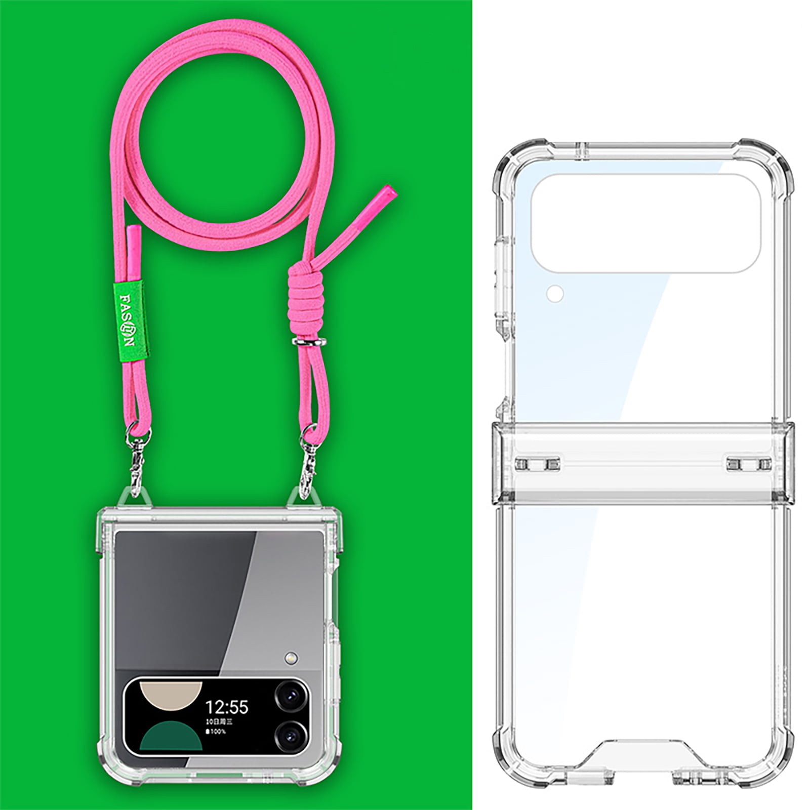 for Samsung Galaxy Z Flip 4 Clear Case with Hinge Protection and Long ...
