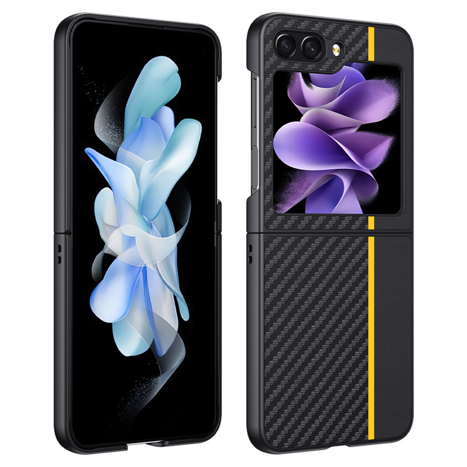 for Samsung Galaxy Z Flip 5 Case, Carbon Fiber Premium PU Leather Ultra ...