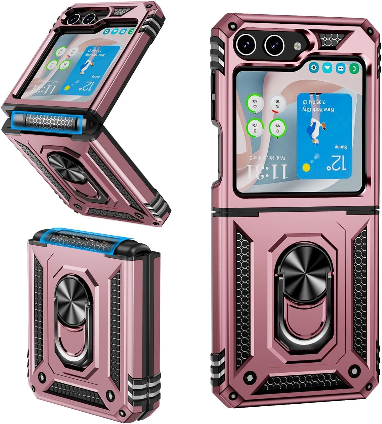 for Samsung Galaxy Z Flip 5 Case with Hinge Protection and 360°Rotate ...