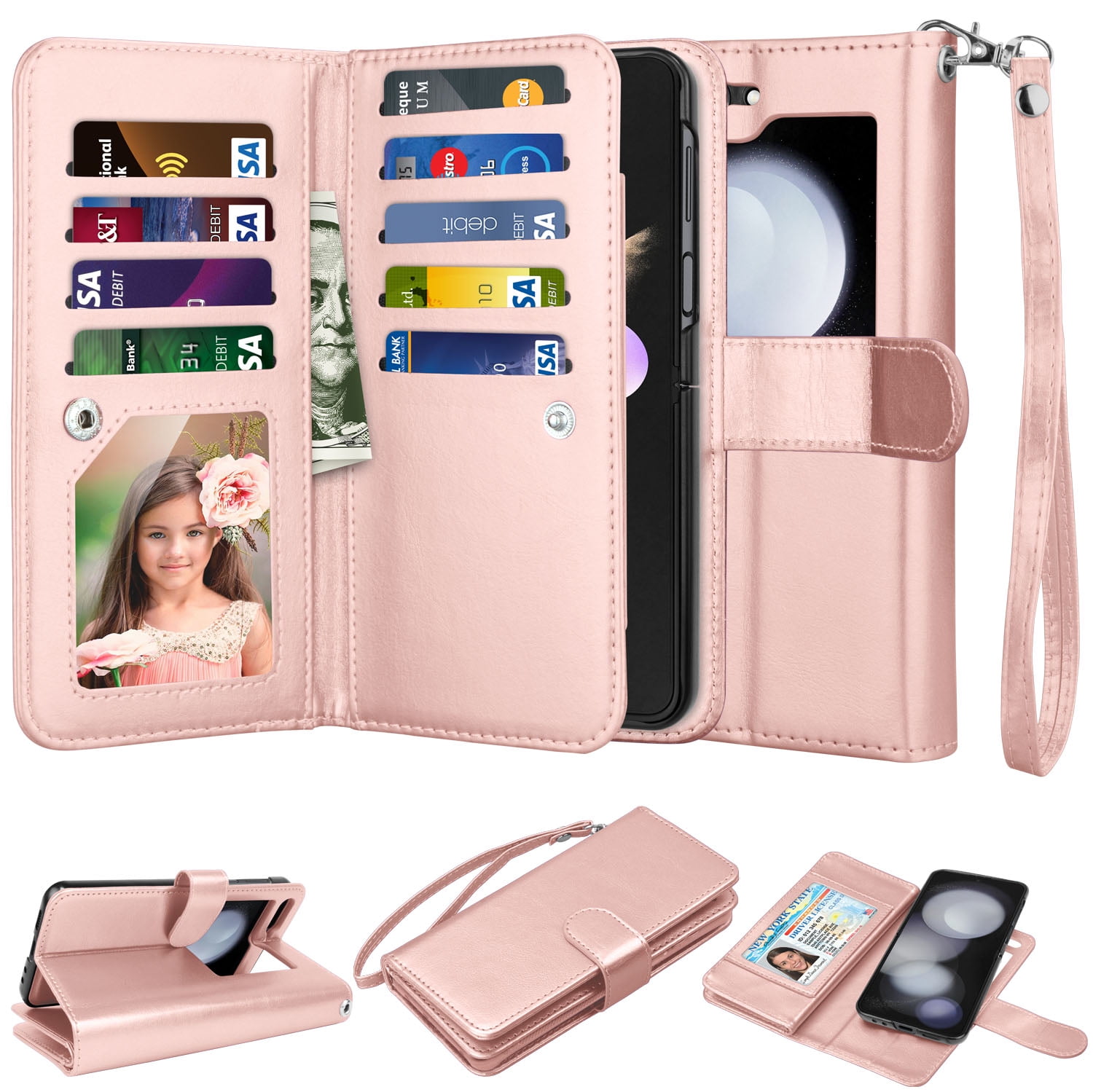 Samsung Galaxy Z Flip 5 Case, Galaxy Z Flip 5 Wallet Case Cover,PU ...