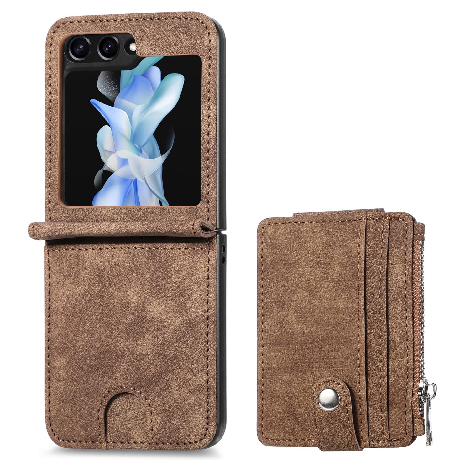 for Samsung Galaxy Z Flip 5 Wallet Case, with Card Holder Retro 2 in 1 ...