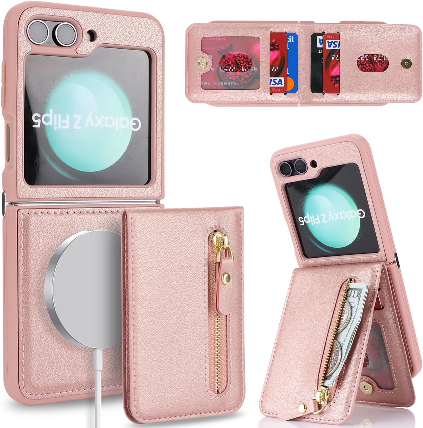 for Samsung Galaxy Z Flip 5 case with Card Holder, Z Flip 5 Phone Case ...