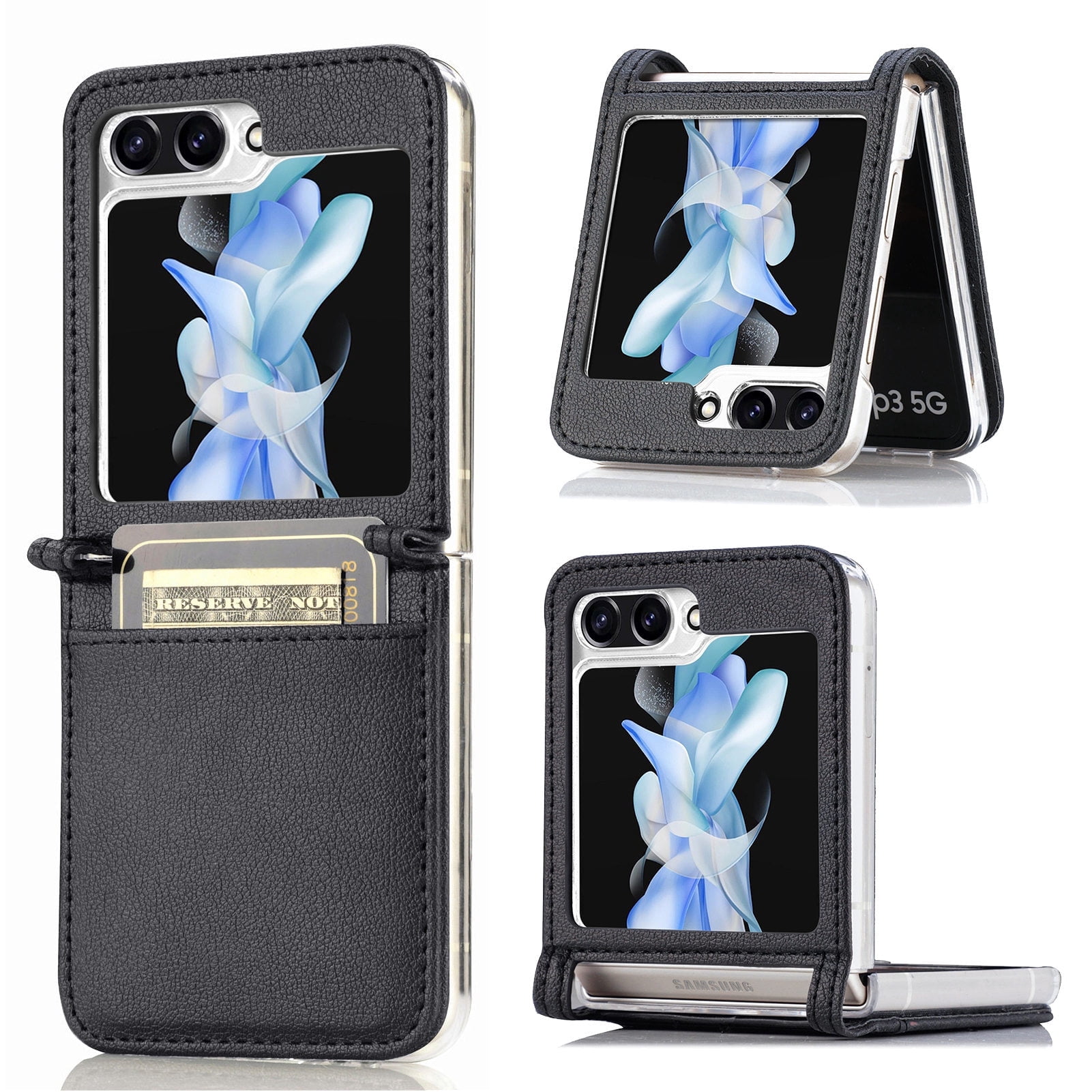 for Samsung Galaxy Z Flip 6 Case, Slim Flit Premium Lychee Leather Hard ...