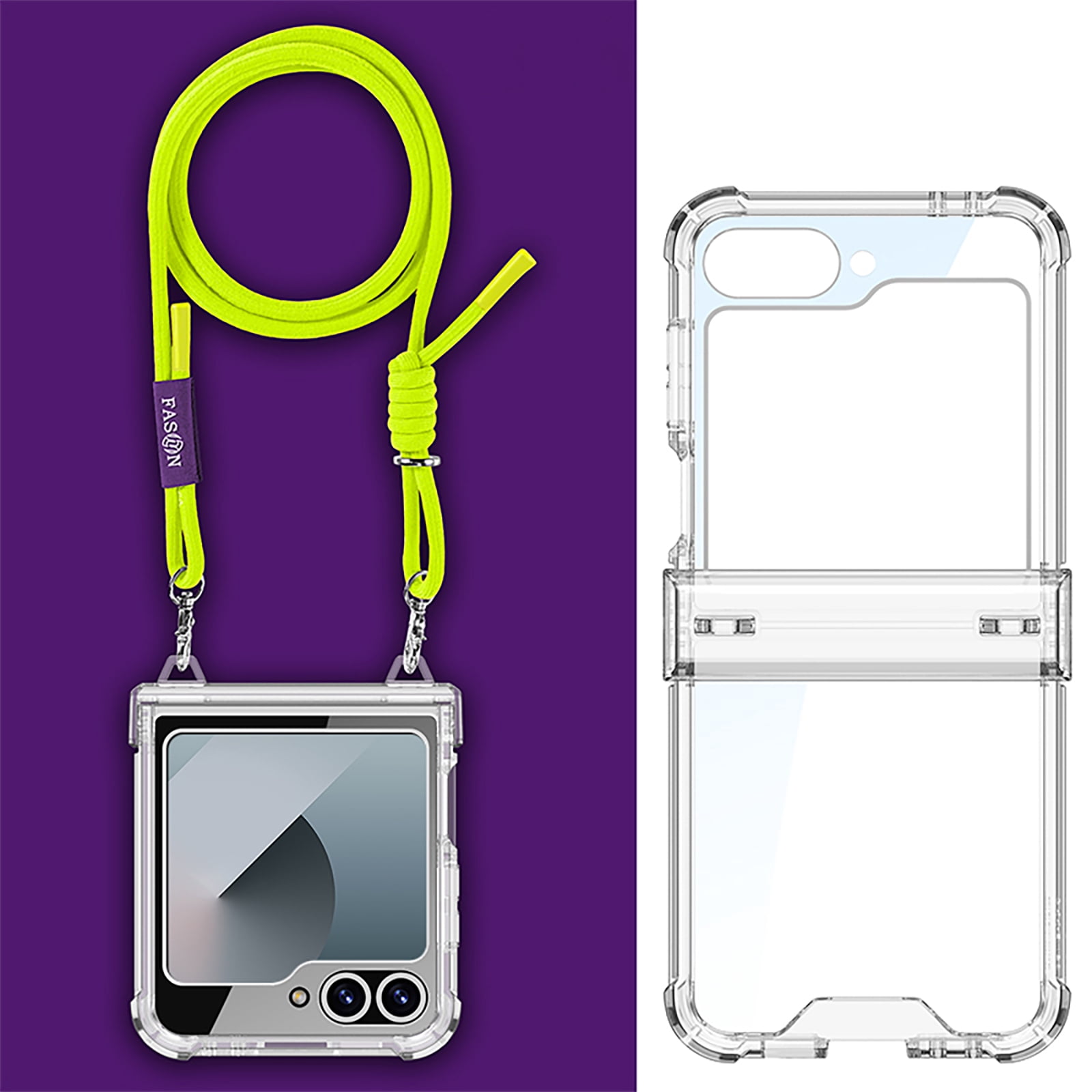 for Samsung Galaxy Z Flip 6 Clear Case with Hinge Protection and Long ...