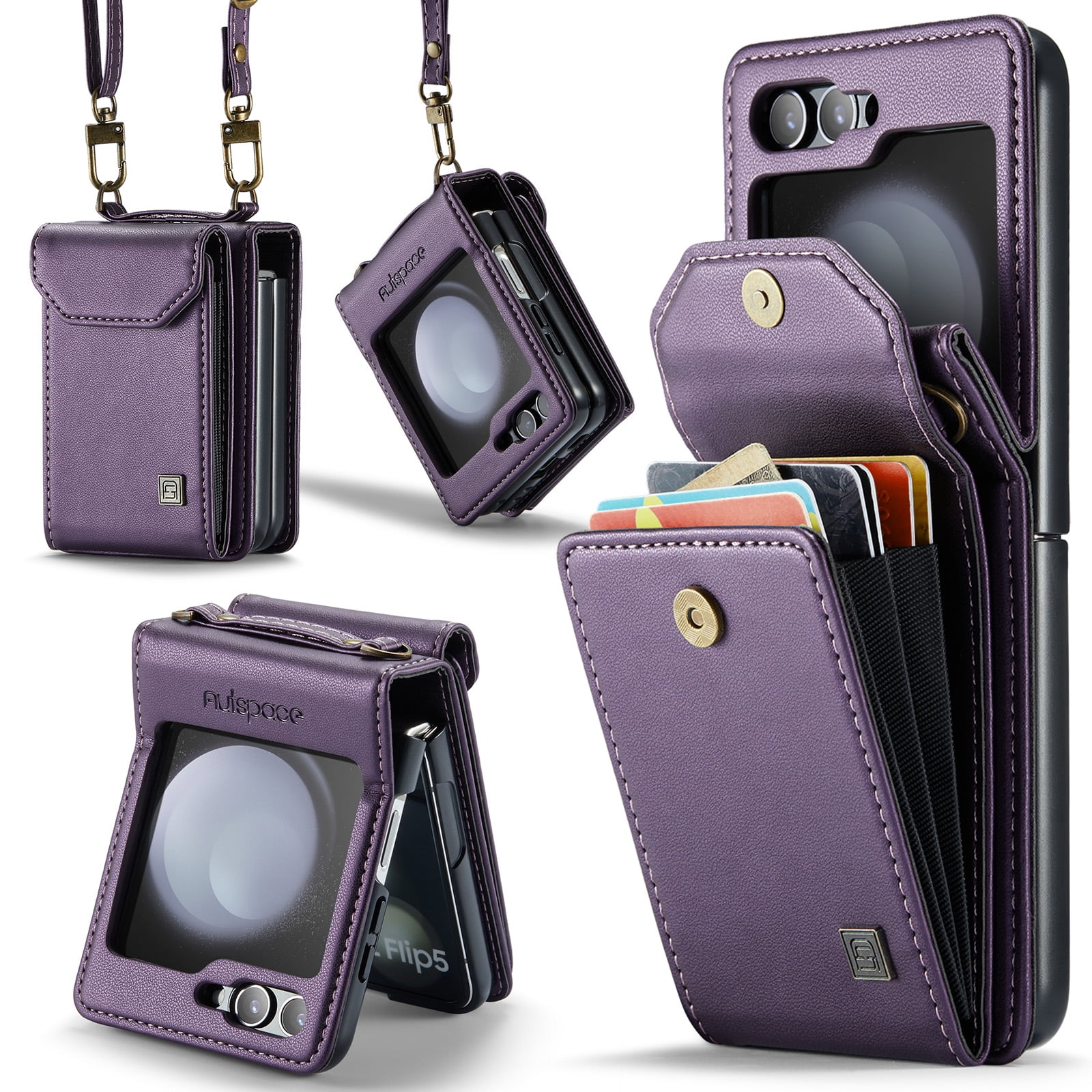 for Samsung Galaxy Z Flip 6 Wallet Case, PU Leather Magnetic Snap ...