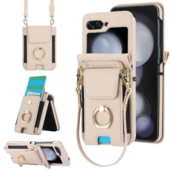 for Samsung Galaxy Z Flip 7 Case, Retro PU Leather Shockproof ...