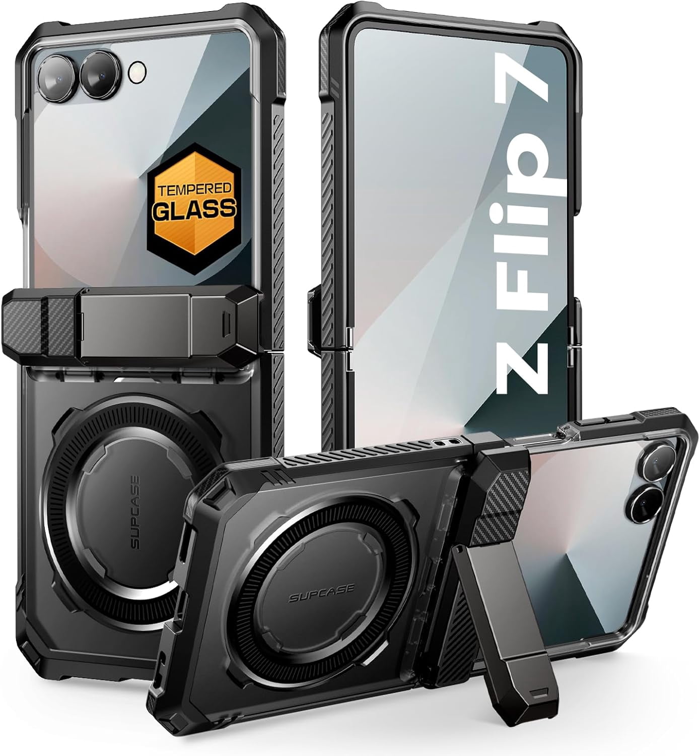 for Samsung Galaxy Z Flip 7 Case with Stand & Front Screen Protector ...