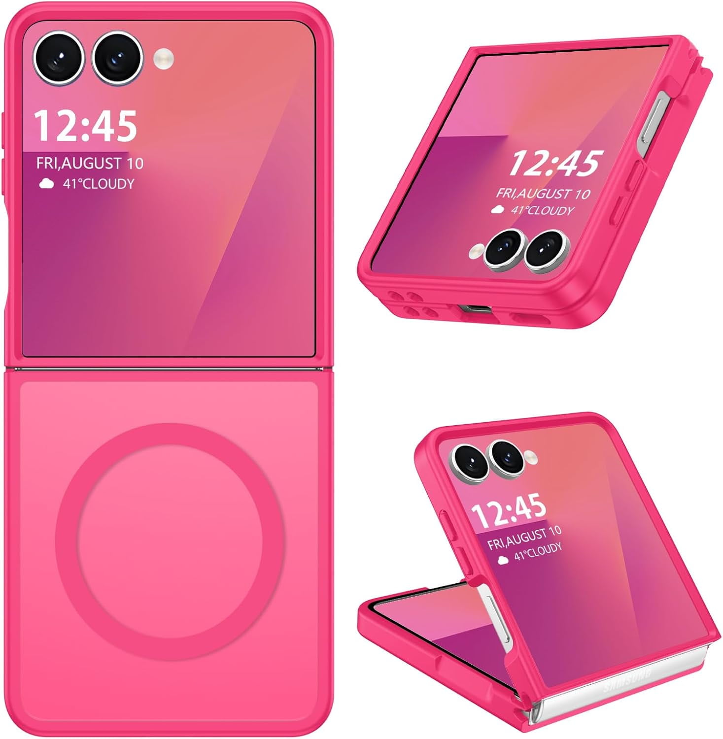 for Samsung Galaxy Z Flip 7 Case, Translucent Matte Compatible with MagSafe Anti-Slip Shockproof ...