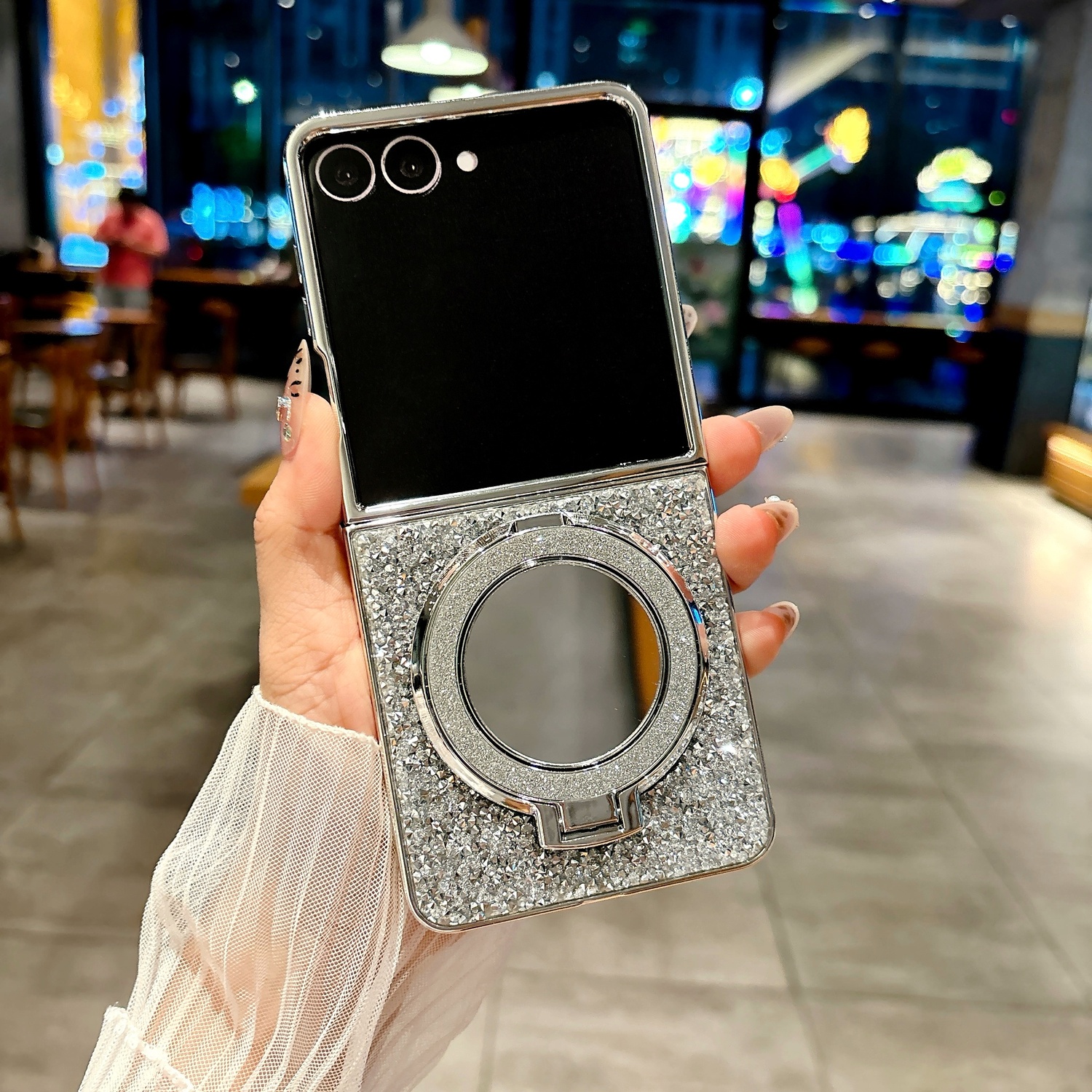 for Samsung Galaxy Z Flip 7 Glitter Kickstand Case, Cute Luxury Bling ...