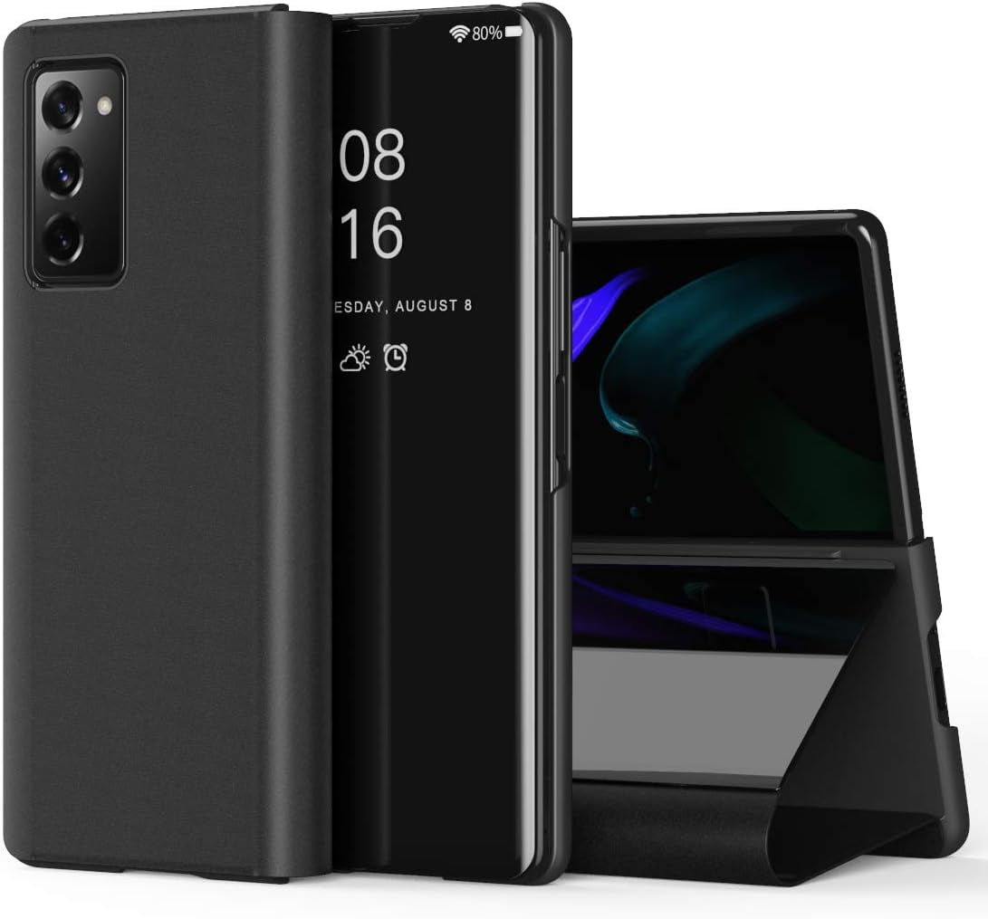 Samsung Galaxy Z Fold 2 Case, Luxury Mirror Design Clear View Smart ...
