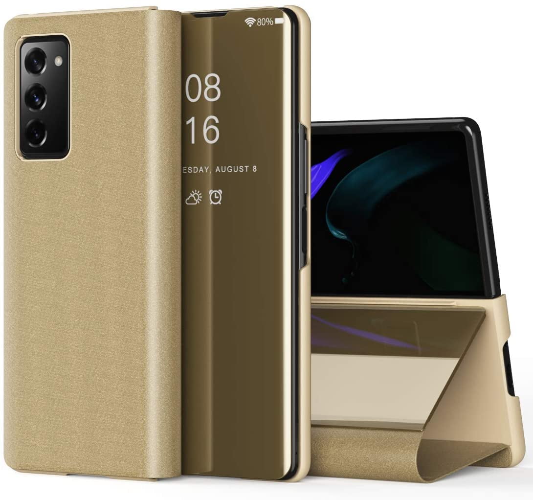 Samsung Galaxy Z Fold 2 Case, Luxury Mirror Design Clear View Smart ...