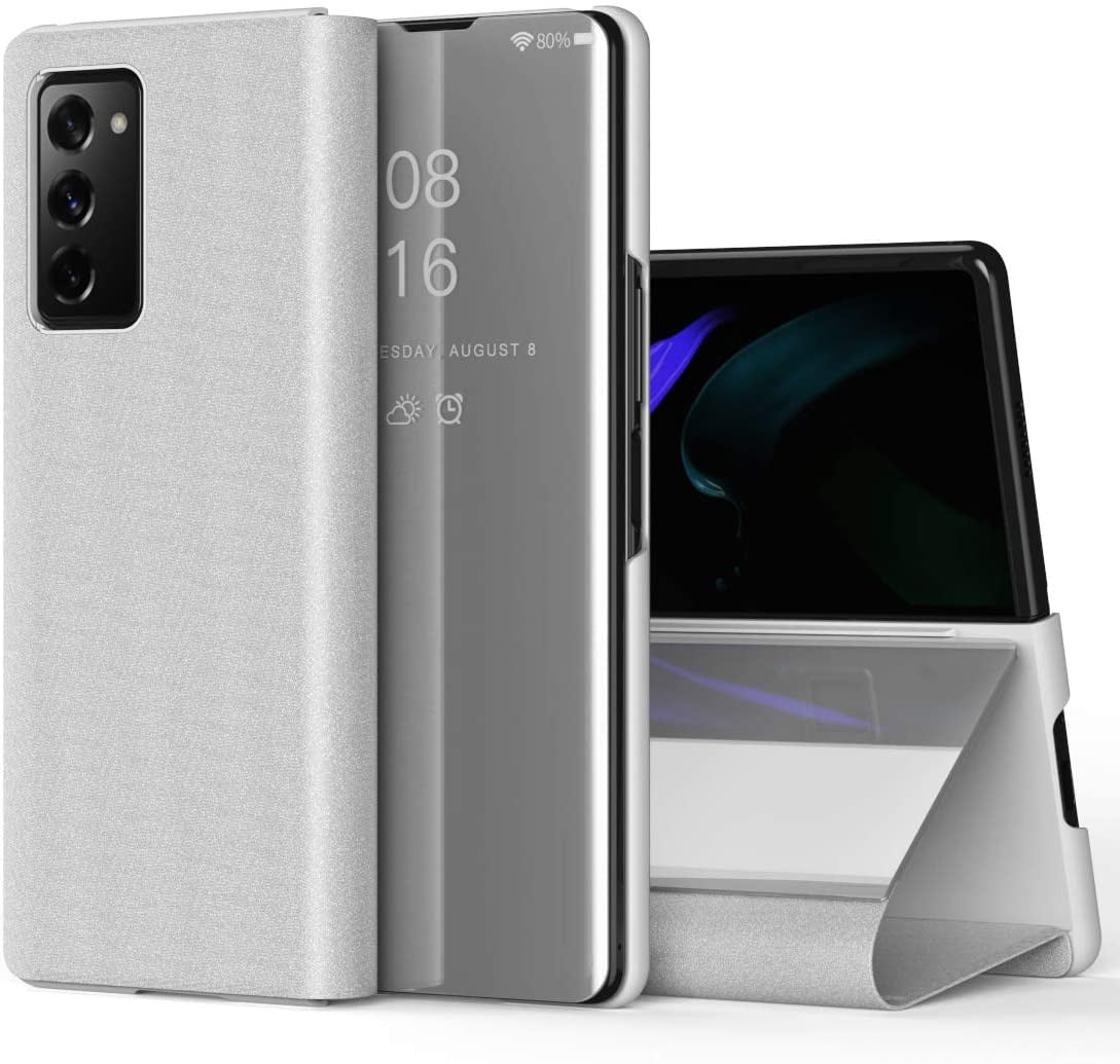 Samsung Galaxy Z Fold 2 Case, Luxury Mirror Design Clear View Smart ...