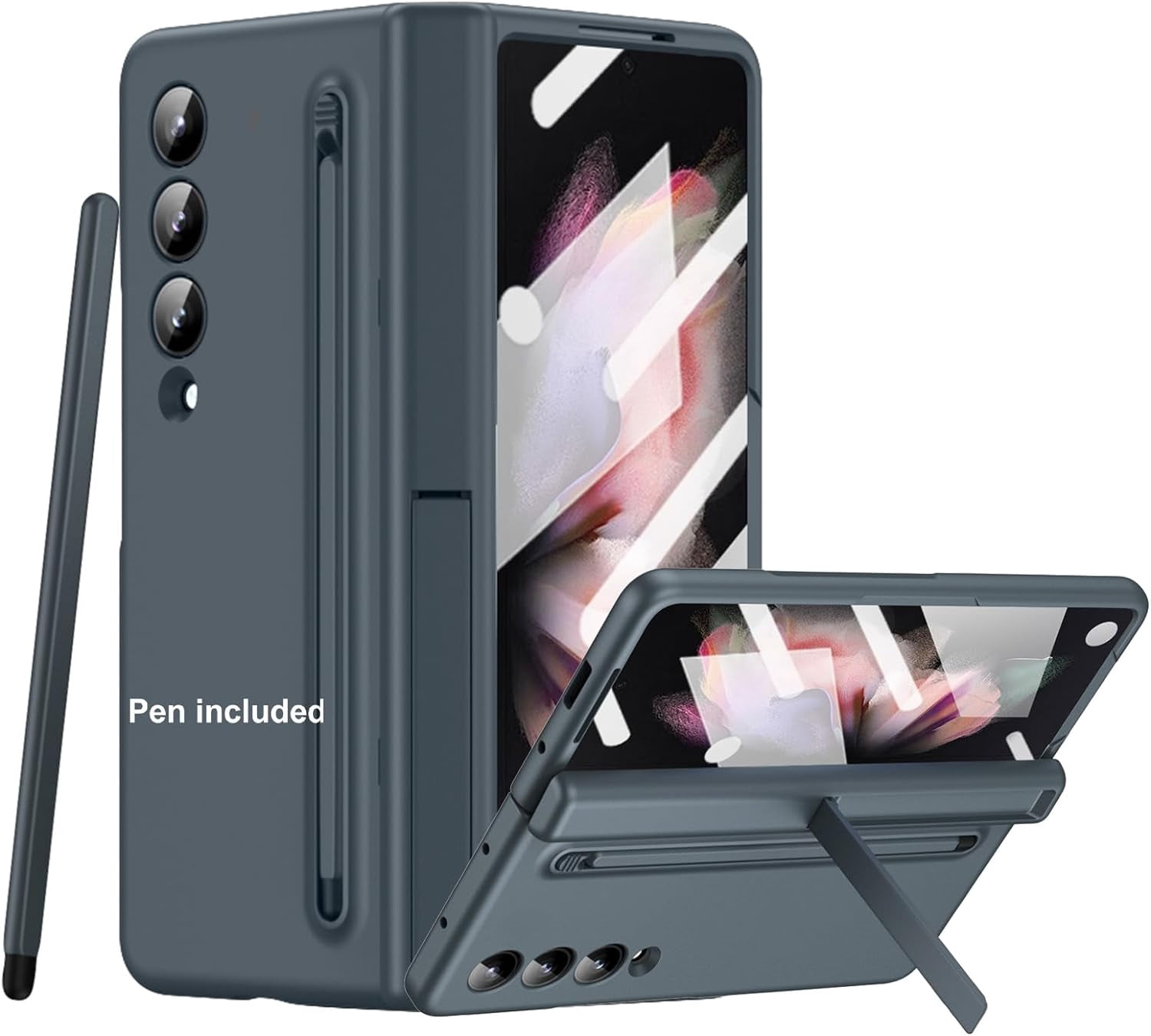 for Samsung Galaxy Z Fold 3 Case with New Slim S Pen (2023) Holder & Capacitance Pen, Built in ...