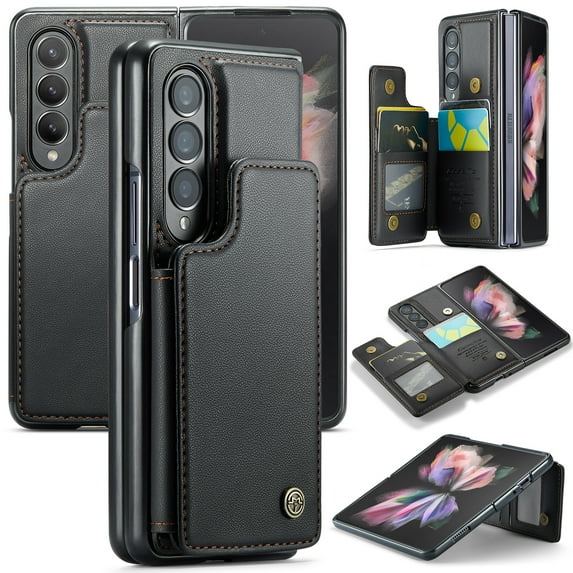 for Samsung Galaxy Z Fold 3 Premium PU Leather Back Case, Multiple Card ...