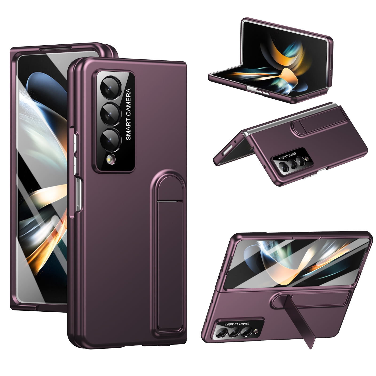for Samsung Galaxy Z Fold 3 Protect Case with Hidden Kickstand, Bulit ...