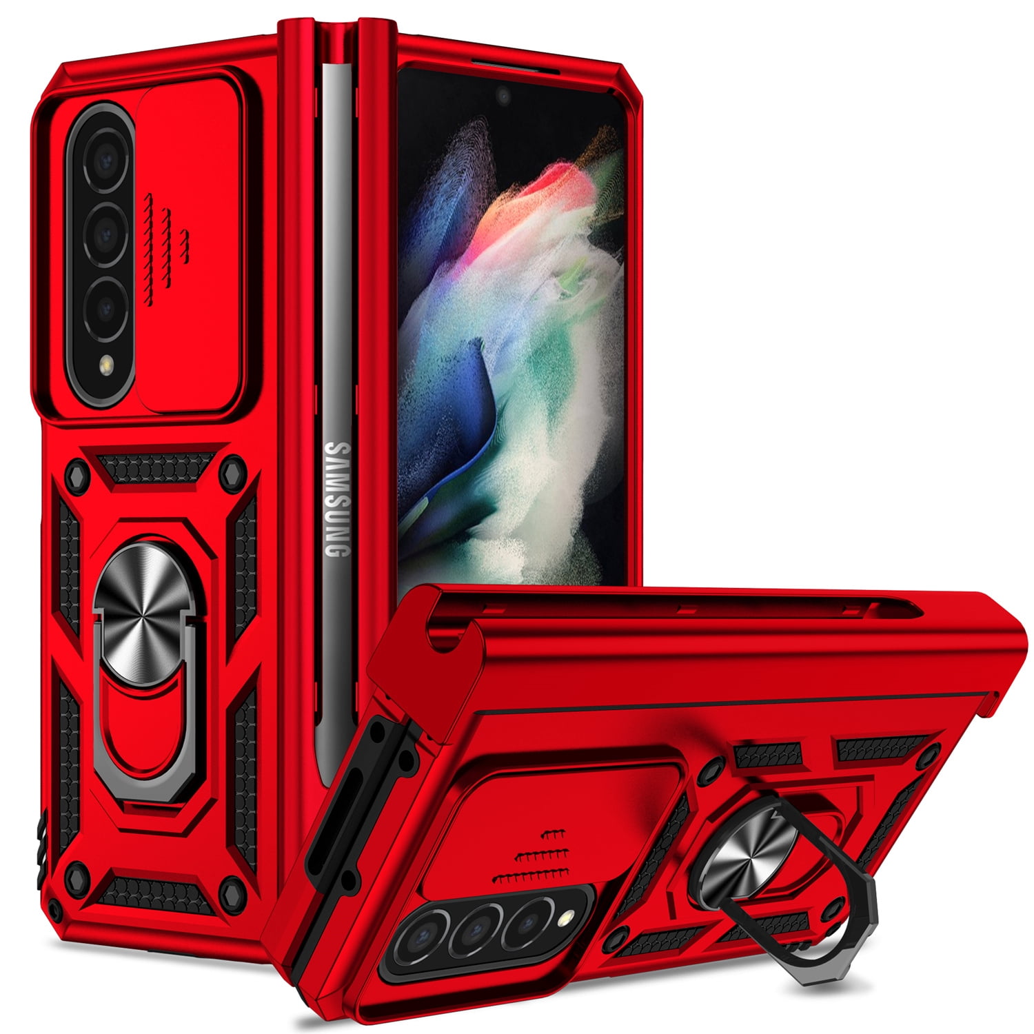 Samsung Galaxy Z Fold 4 Case Cover, Hinge Protection Pen Holder Ring ...
