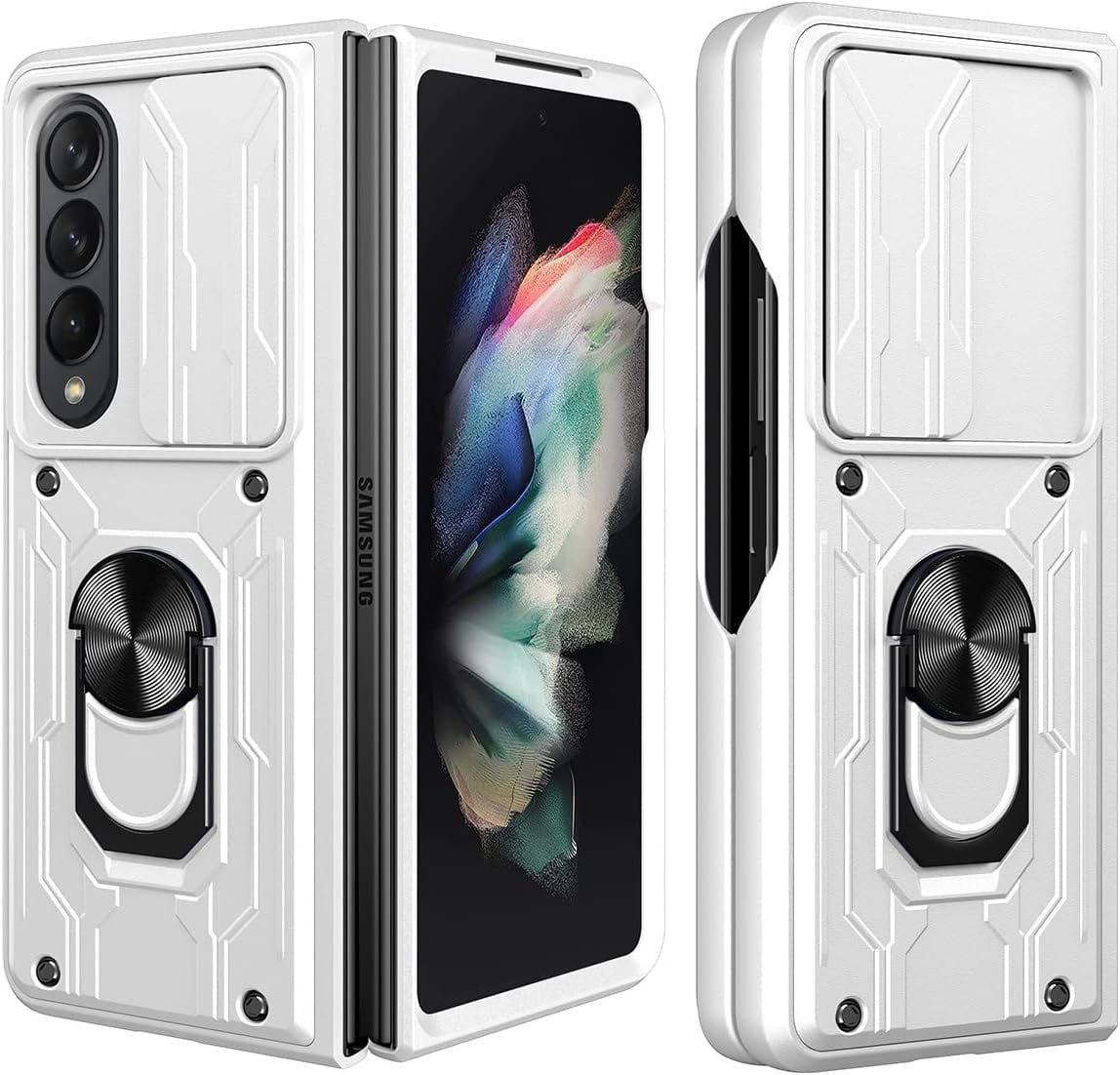 for Samsung Galaxy Z Fold 4 Case with Slide Camera Cover, Heavy Duty ...