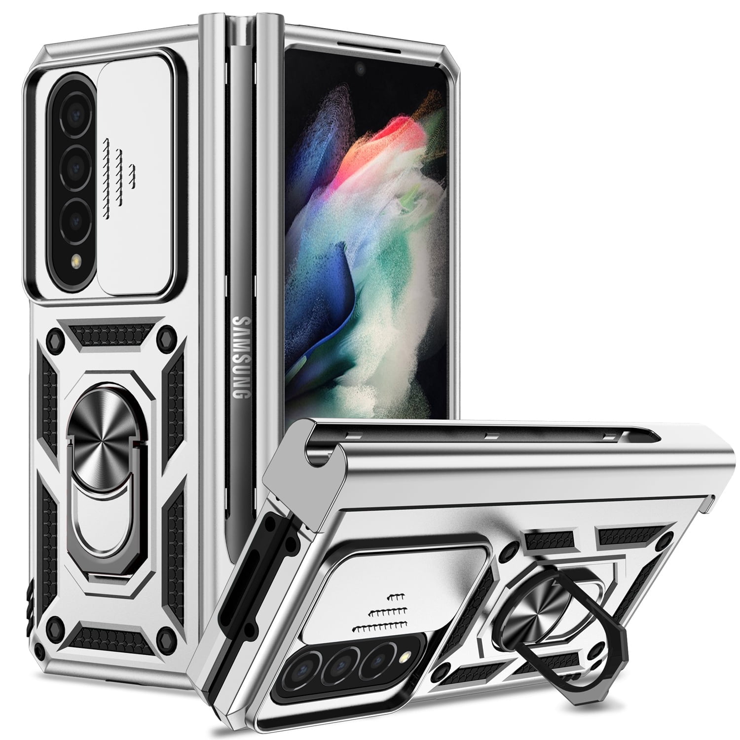 Samsung Galaxy Z Fold 4 Cover, Hinge Protection Pen Holder Ring Holder ...