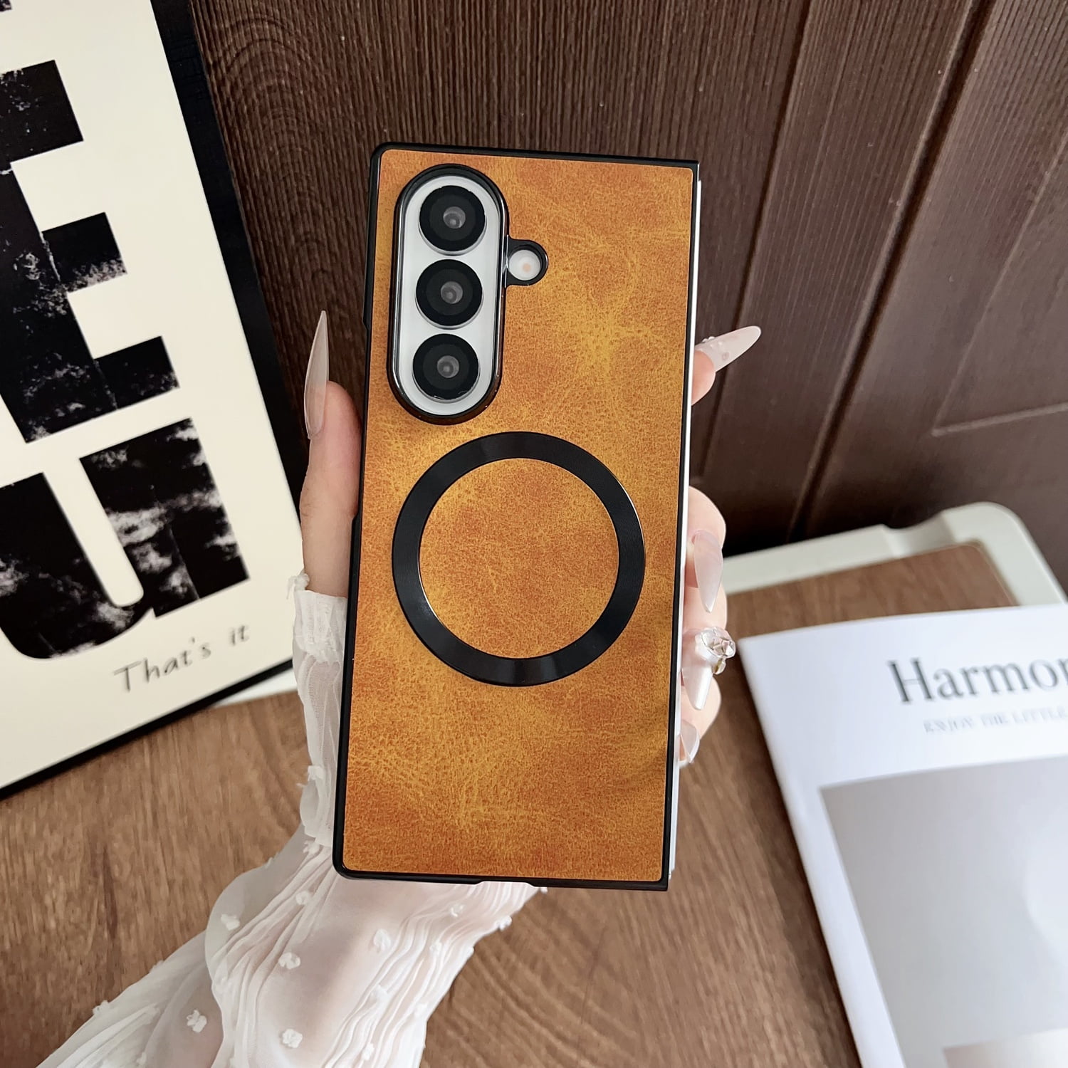 For Samsung Galaxy Z Fold 4 Phone Case,Anti-Scratch Retro PU Leather ...