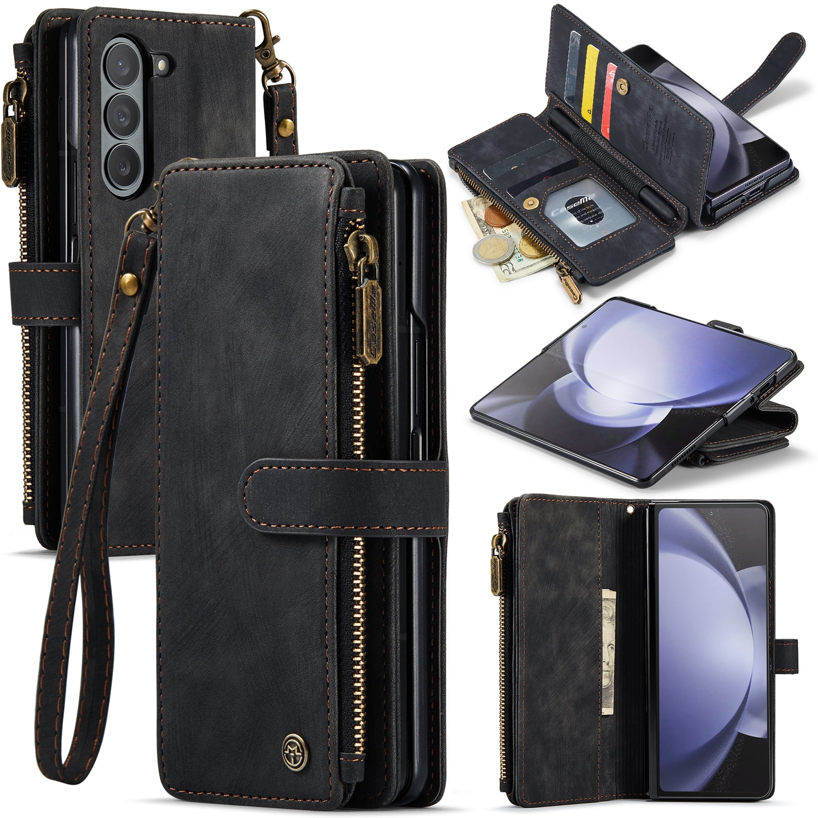 Samsung Galaxy Z Fold 5 5G Wallet Case, Leather Flip, 5 Card Holder ...