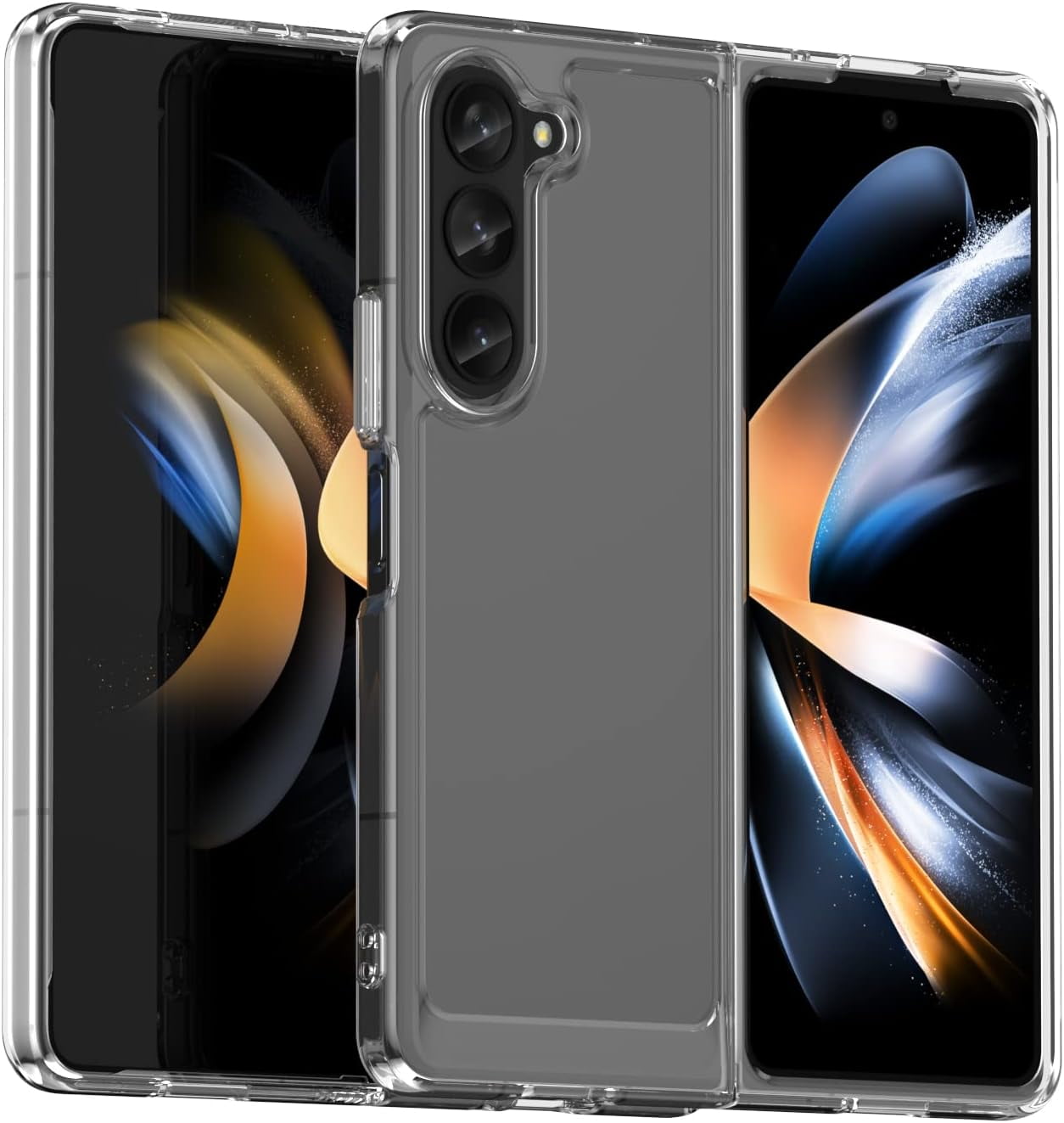 Samsung Galaxy Z Fold 5 Case Premium Clear Back Panel + TPU Bumper ...